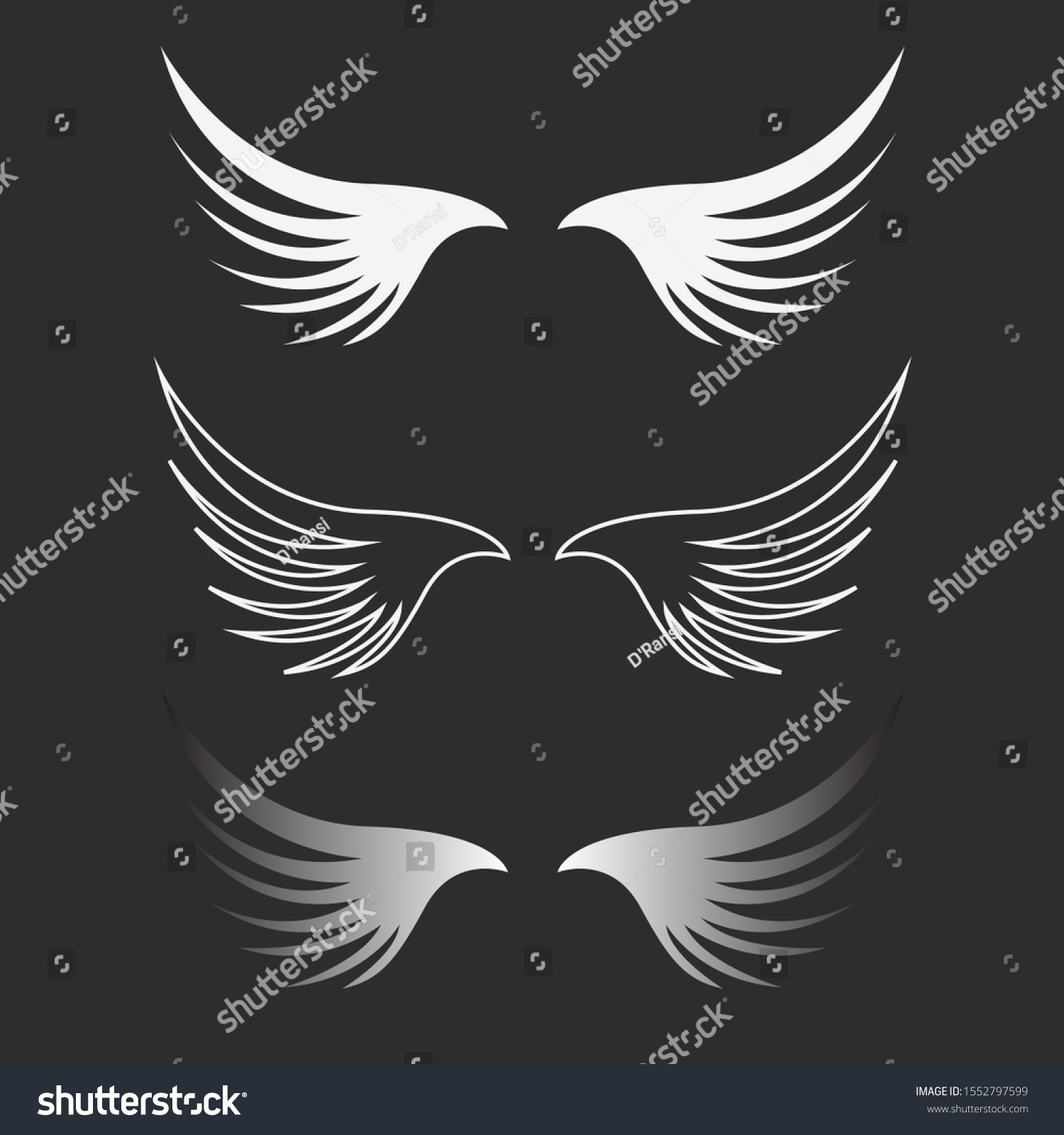 Simple Vector Wing Silhouettes Art Stock Vector (Royalty Free ...