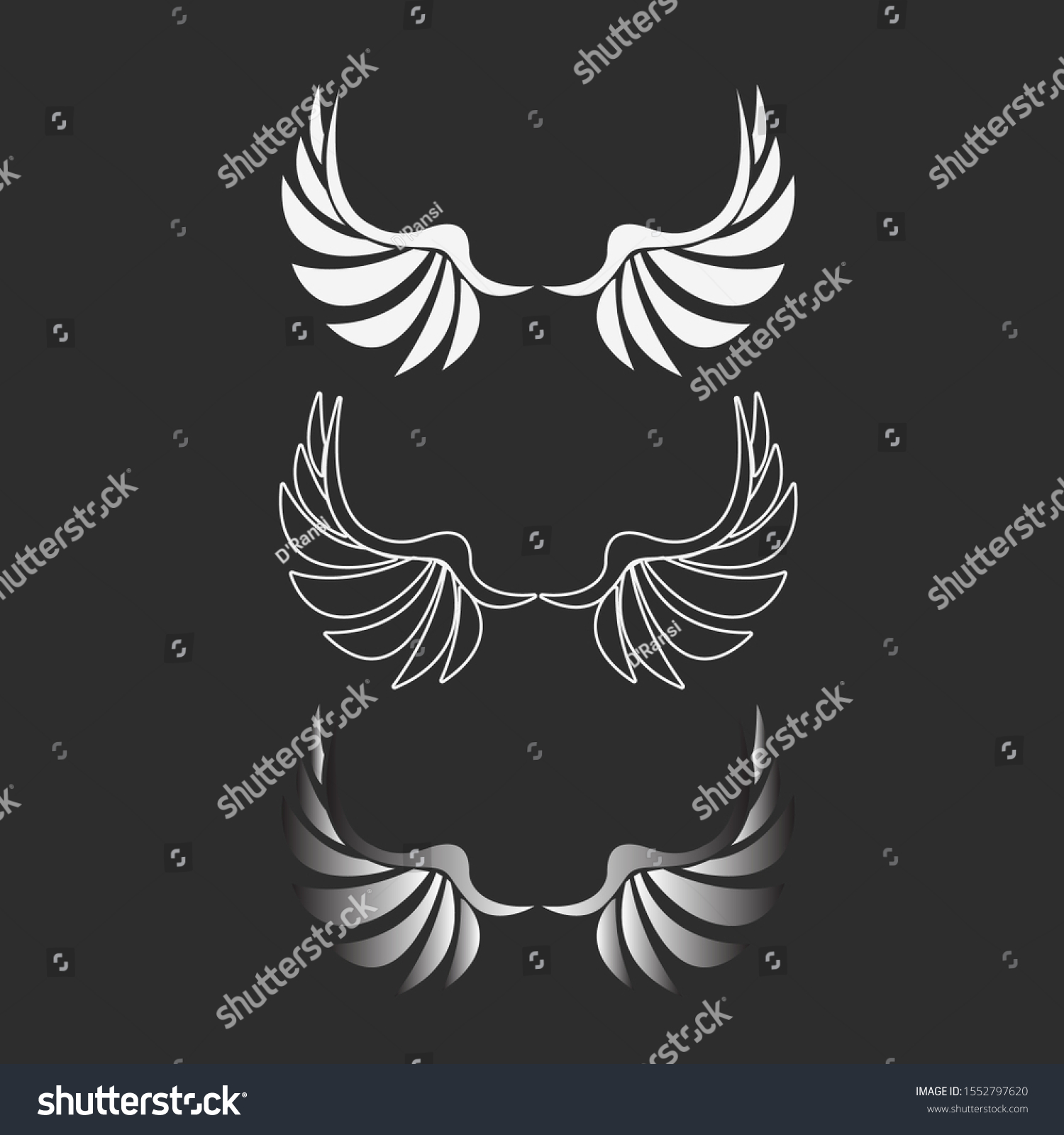Simple Vector Wing Silhouettes Art Stock Vector (Royalty Free ...