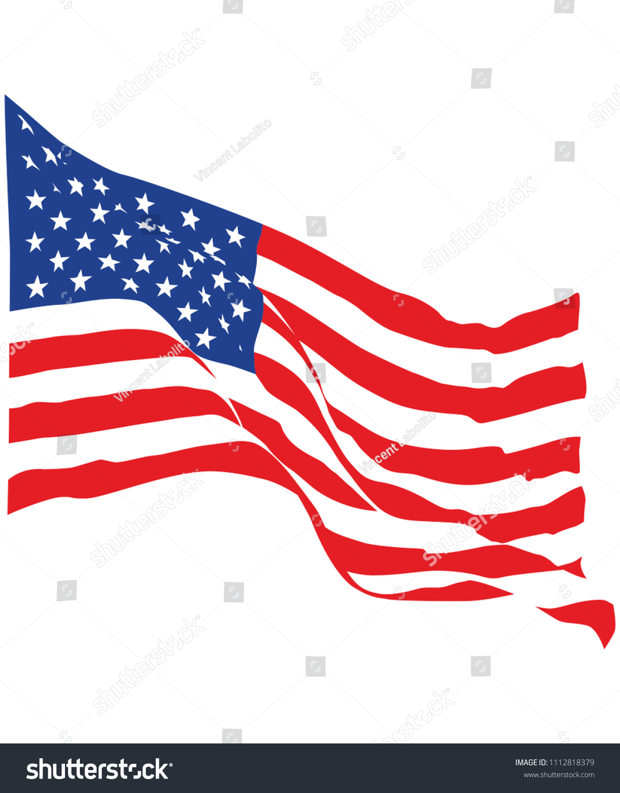Simple Waving American Flag Stock Vector (Royalty Free) 1112818379 ...