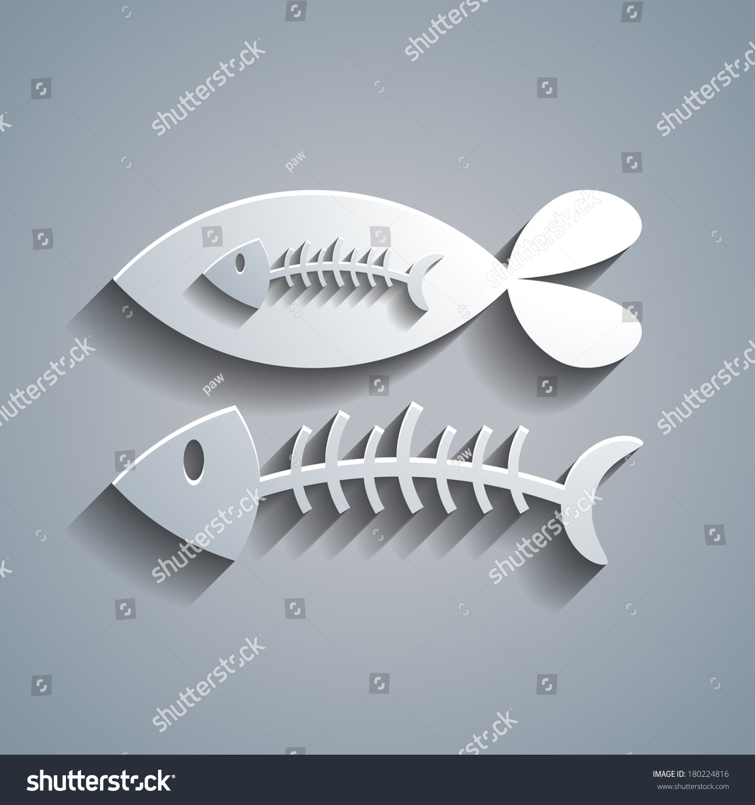Simple White Fish Fish Skeleton Stock Vector (Royalty Free) 180224816 ...