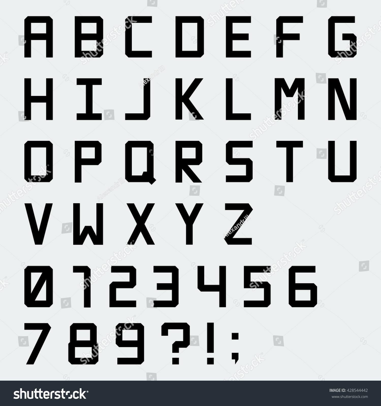 Simple Wide Black Blocky Vector Font Stock Vector (Royalty Free) 428544442