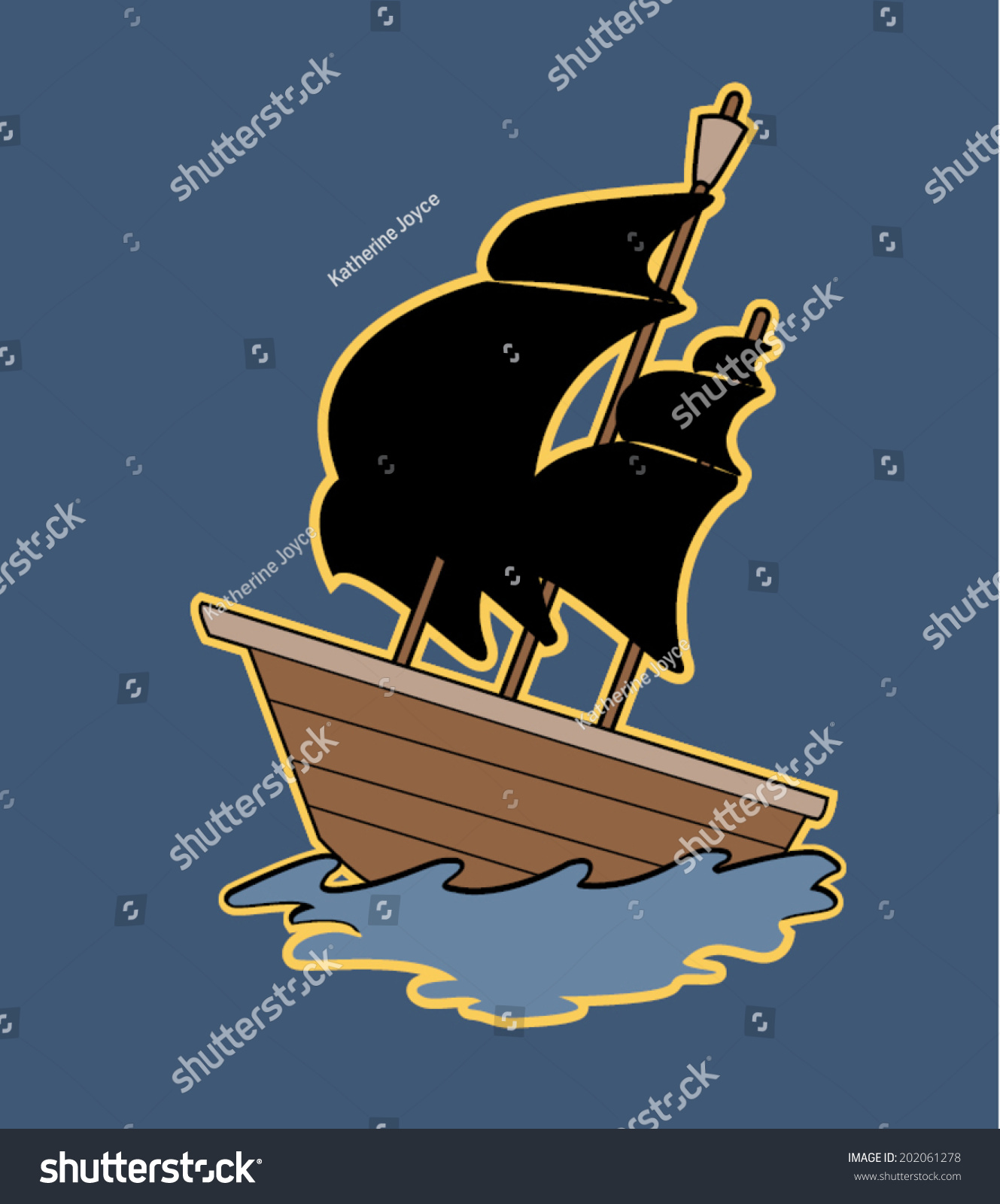 Simple Wooden Ship Stock Vector (Royalty Free) 202061278 | Shutterstock
