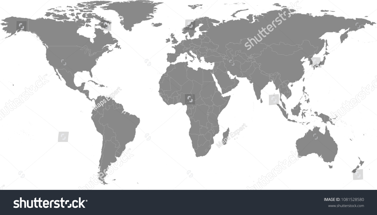 Simple World Map Outline Vector Countries 库存矢量图（免版税）1081528580 ...