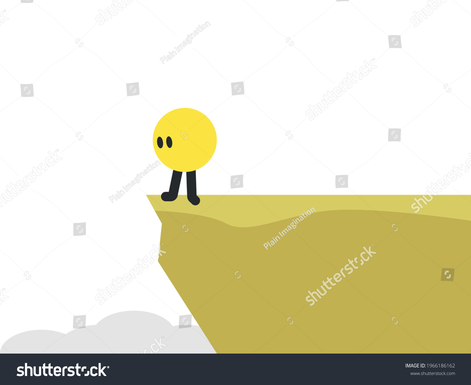 Simple Yellow Round Character Looking Down Stock Vector (Royalty Free ...