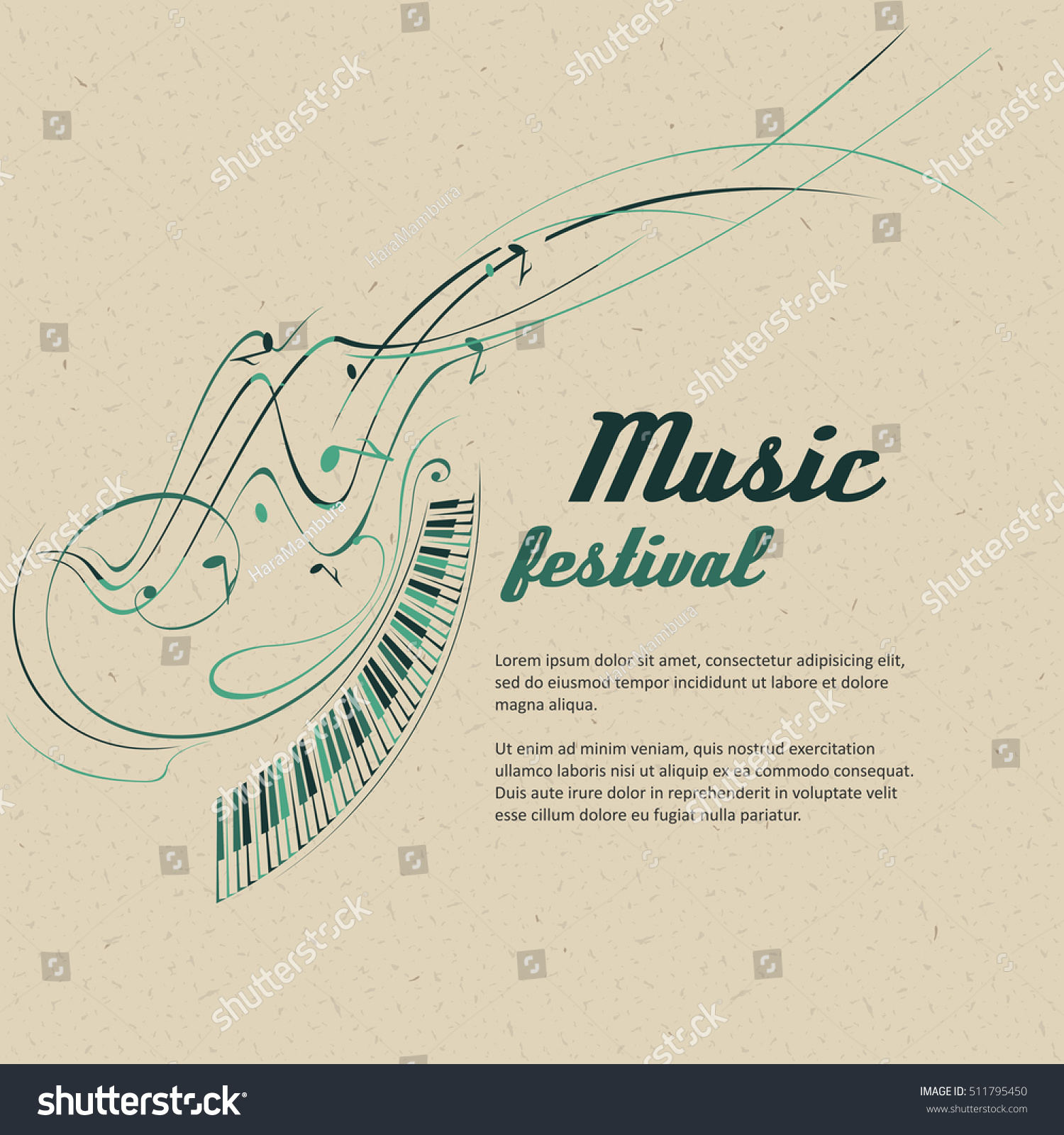 Vektor Stok Simplified Vector Illustration Music Notes Lines (Tanpa ...