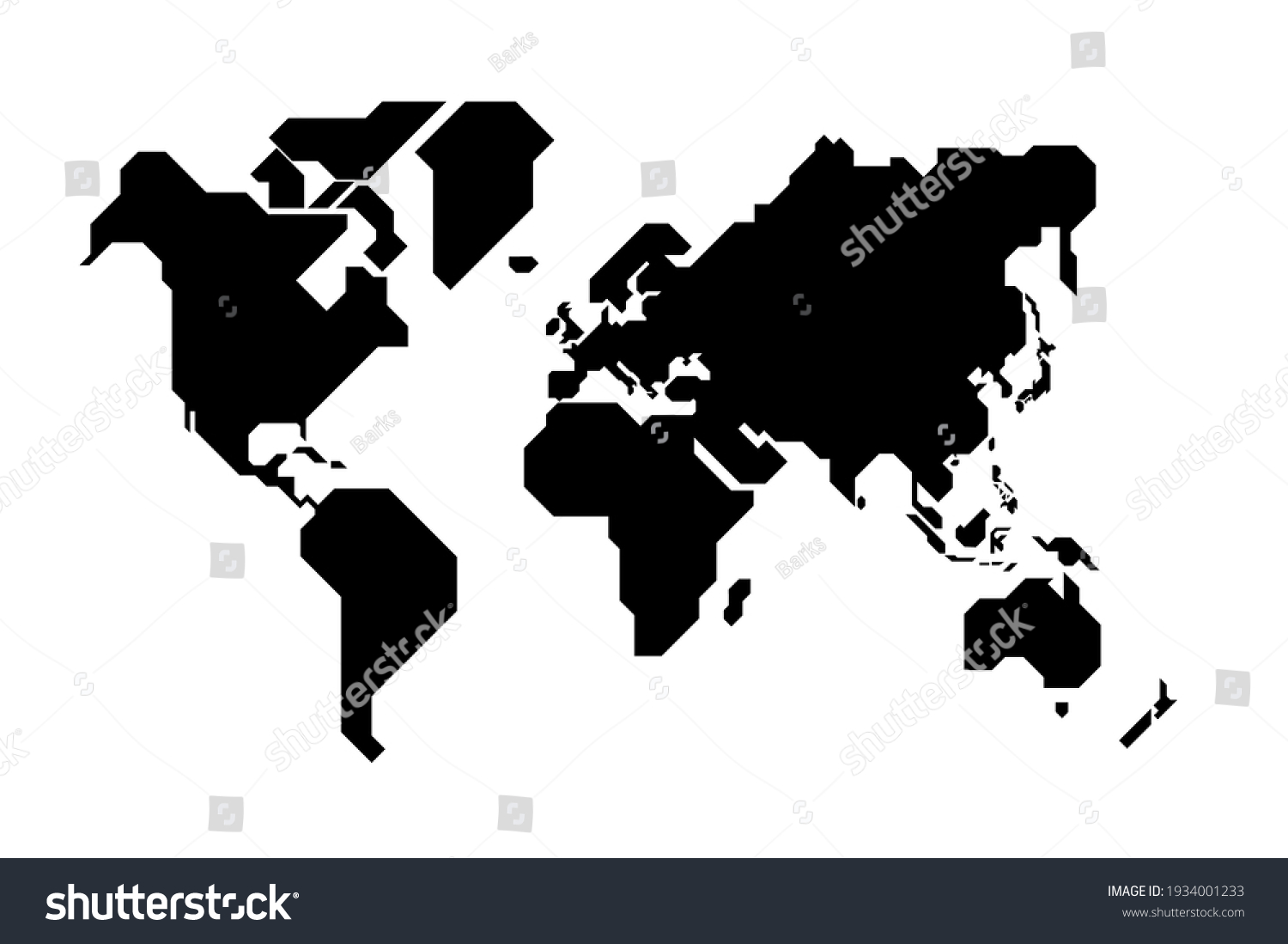 Simplified World Map Drawn Sharp Straight Stock Vector (Royalty Free ...