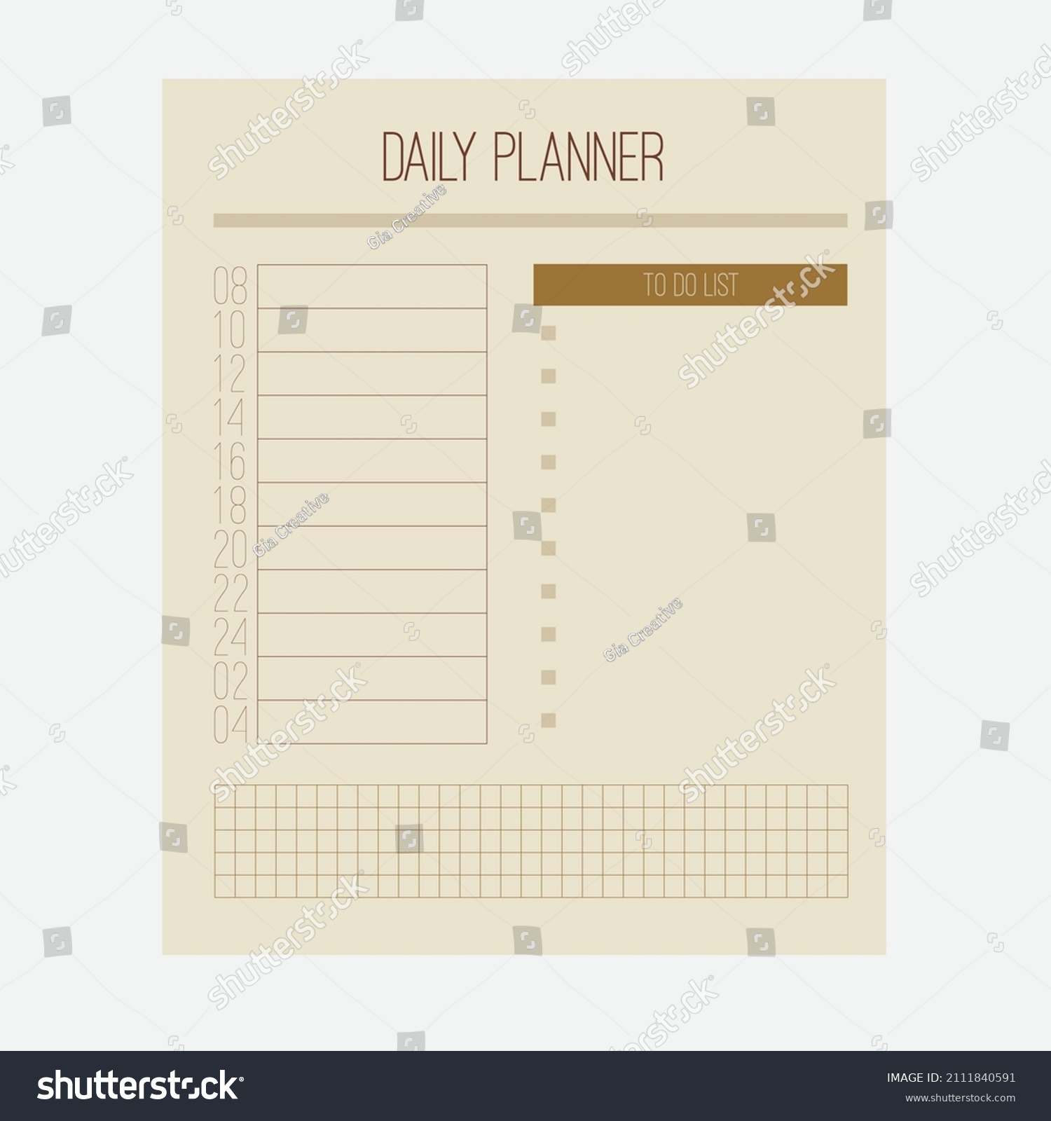 Simplistic Minimal Daily Planner Bullet Journal Stock Vector (Royalty ...