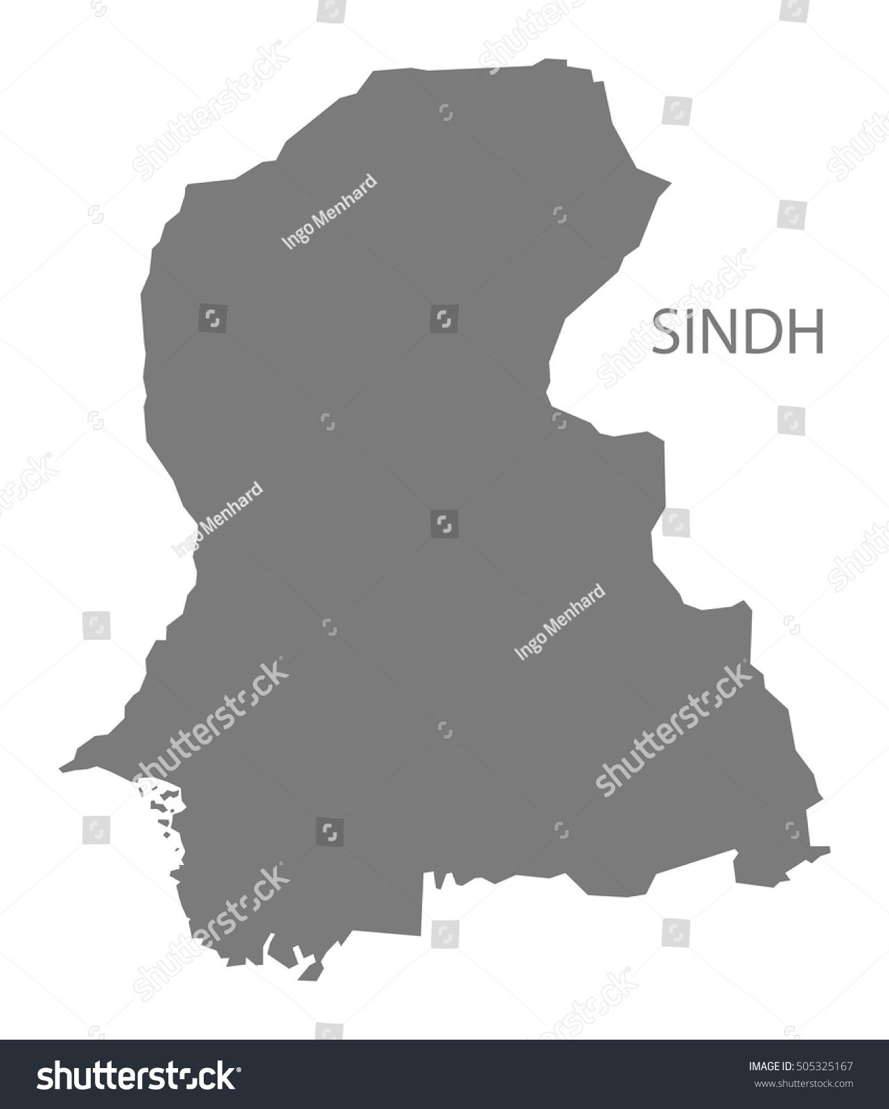 Sindh Pakistan Map Grey Stock Vector (Royalty Free) 505325167 ...