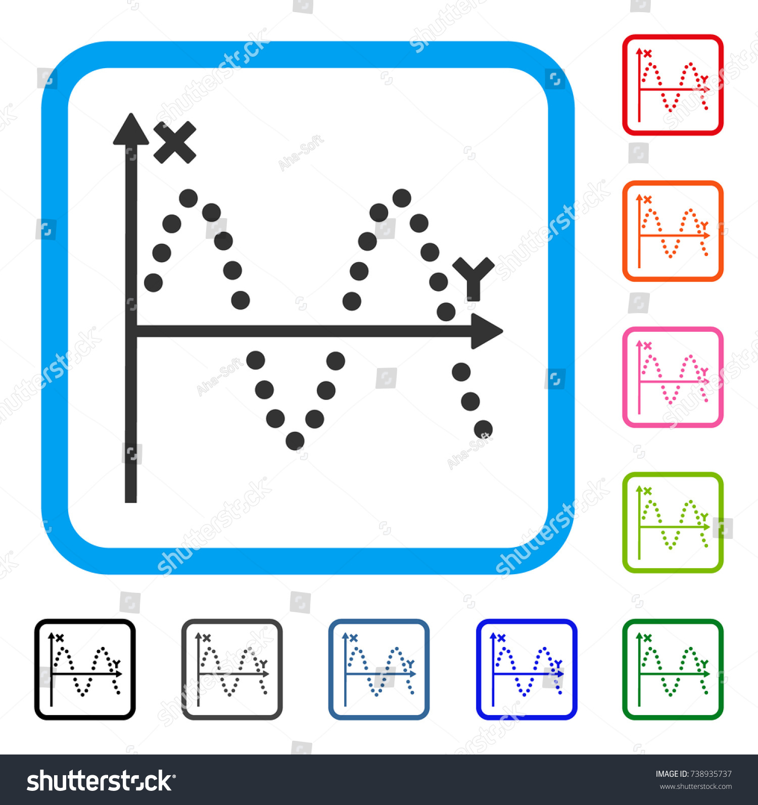 Sine Plot Icon Flat Grey Iconic Stock Vector (Royalty Free) 738935737