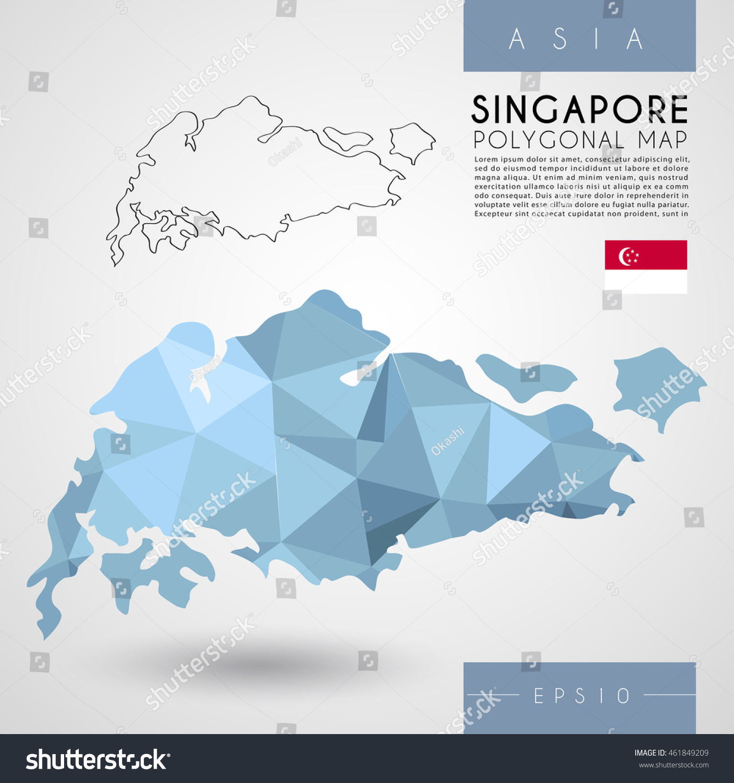 Singapore Low Poly Map Vector Illustration: เวกเตอร์สต็อก (ปลอดค่า ...