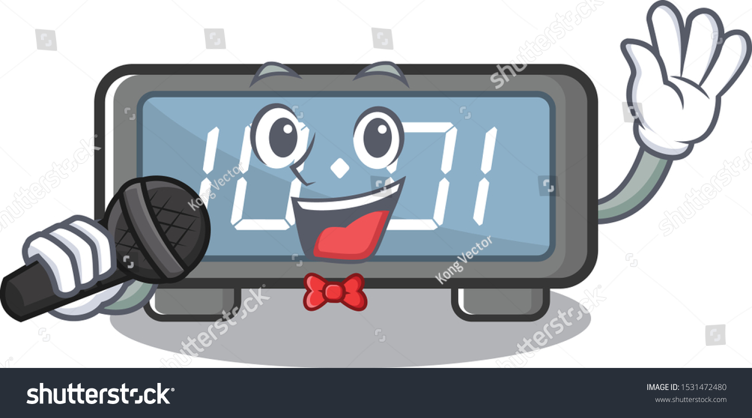 Singing Digital Clock Cartoon Character Shape Stock Vector (Royalty ...