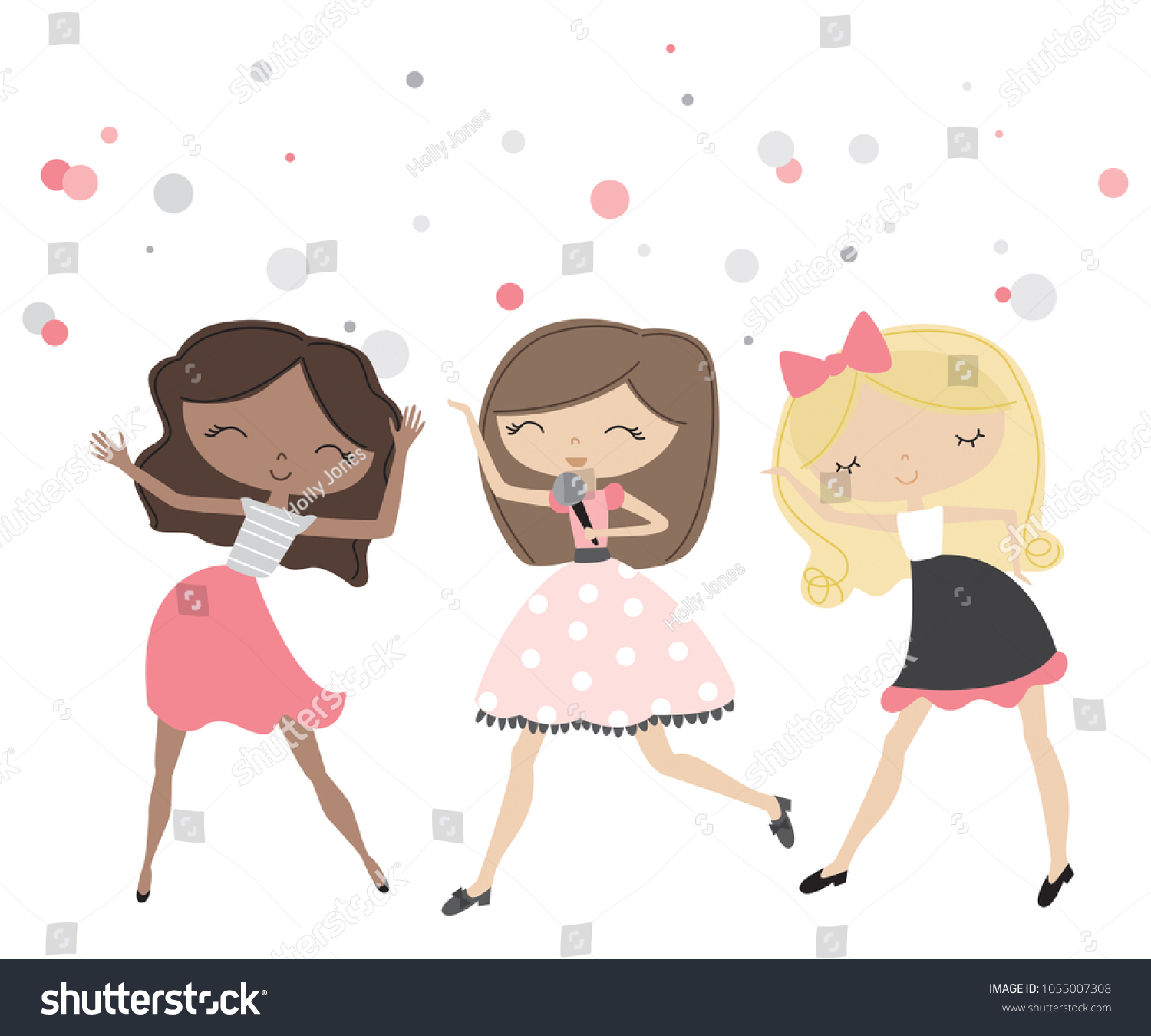 Singing Girls Dancing Vector Illustration Stock Vector (Royalty Free ...