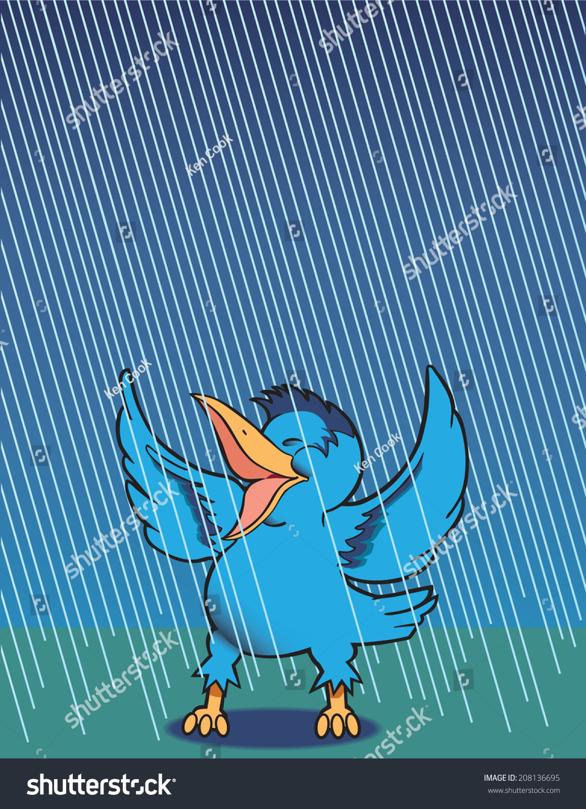 Singing Rain Stock Vector (Royalty Free) 208136695