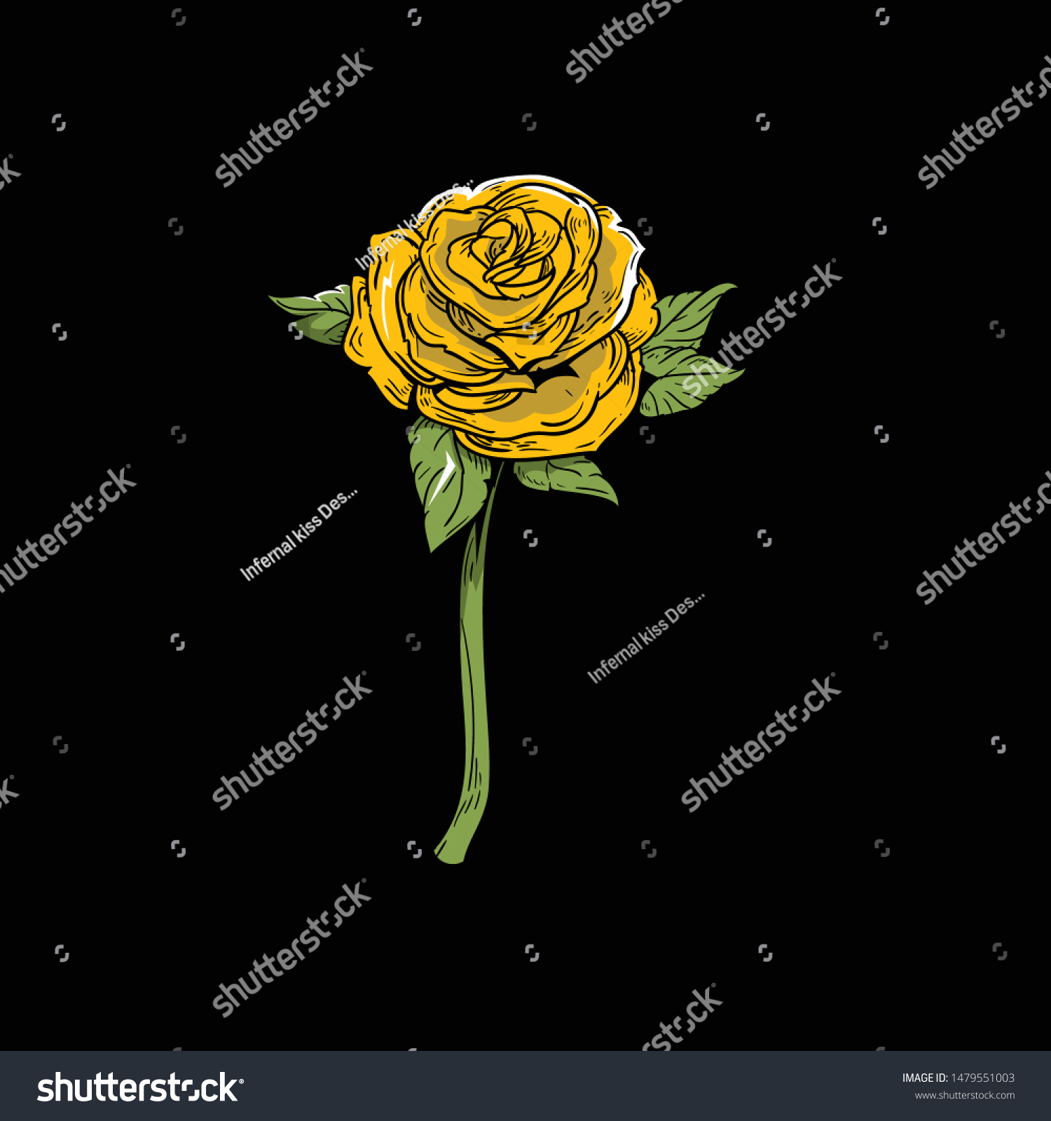 Single Beautiful Red Rose Vector Template Stock Vector (Royalty Free ...