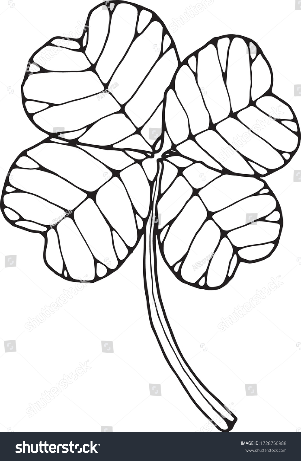 Single Clover Leaf Outline Isolated Stock Vector (Royalty Free ...