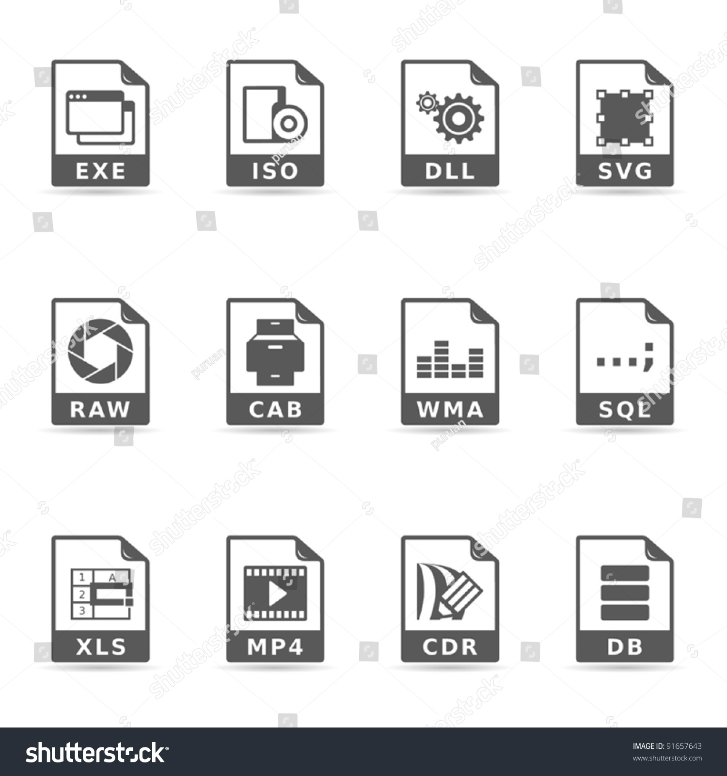 Single Color Icons File Format Stock Vector (Royalty Free) 91657643