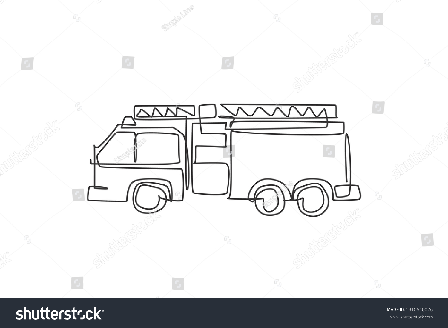 Single Continuous Line Drawing Firetruck Emergency Stock Vector ... Single Continuous Line Drawing Firetruck Emergency Stock Vector ...