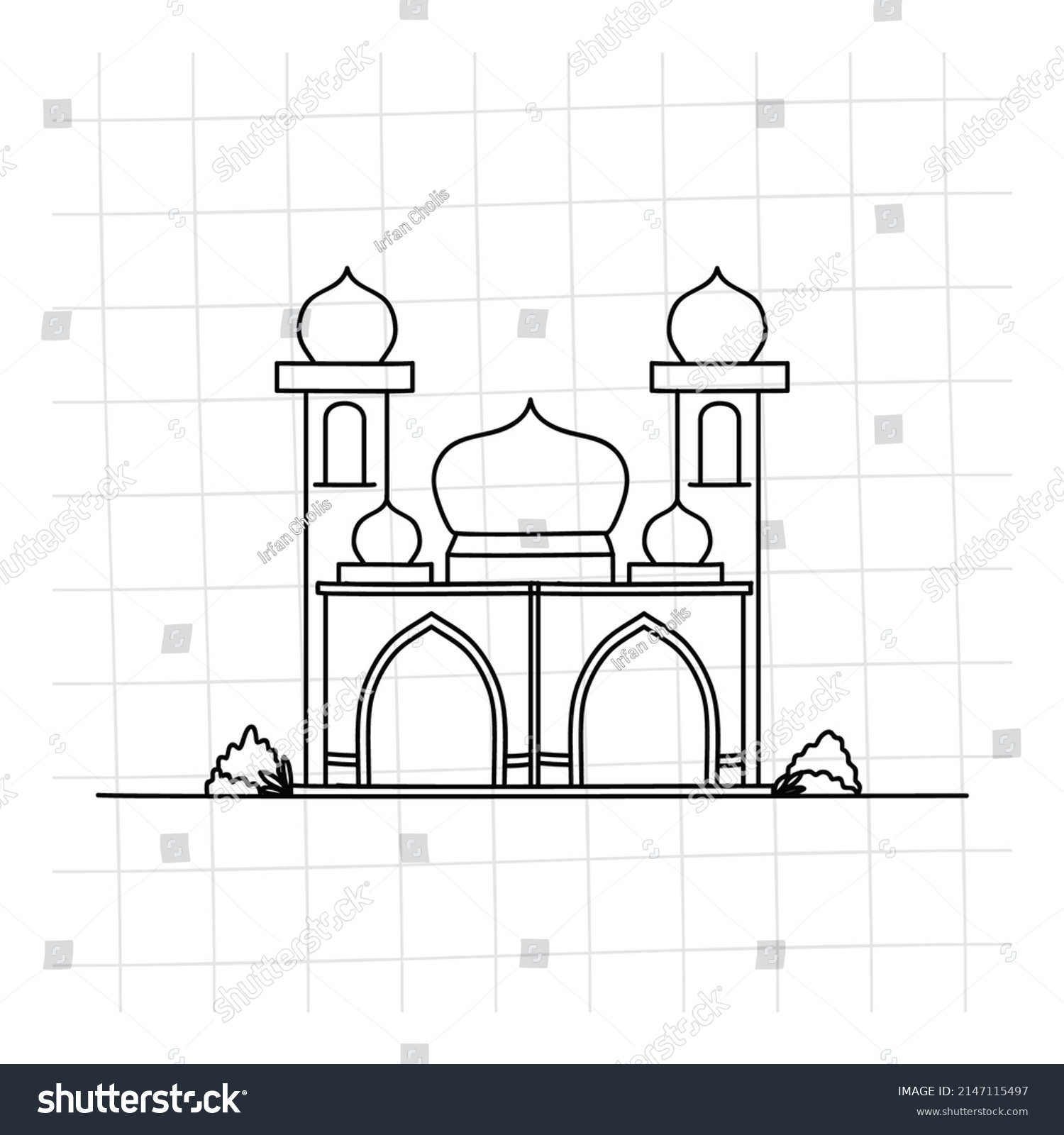 Single Hand Drawn Mosque Doodle Mosque Stock Vector (Royalty Free ...
