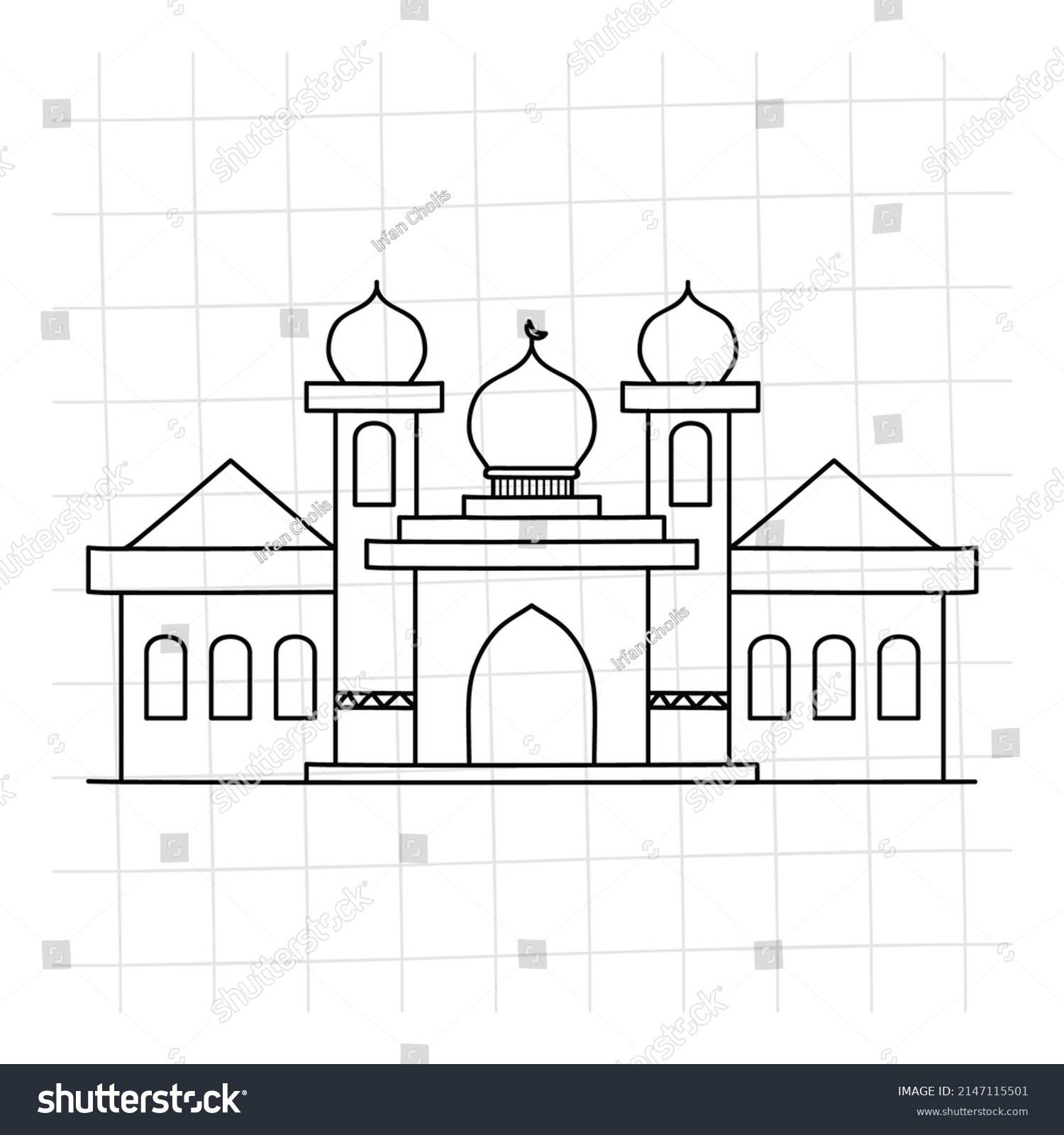 Single Hand Drawn Mosque Doodle Mosque Stock Vector (Royalty Free ...