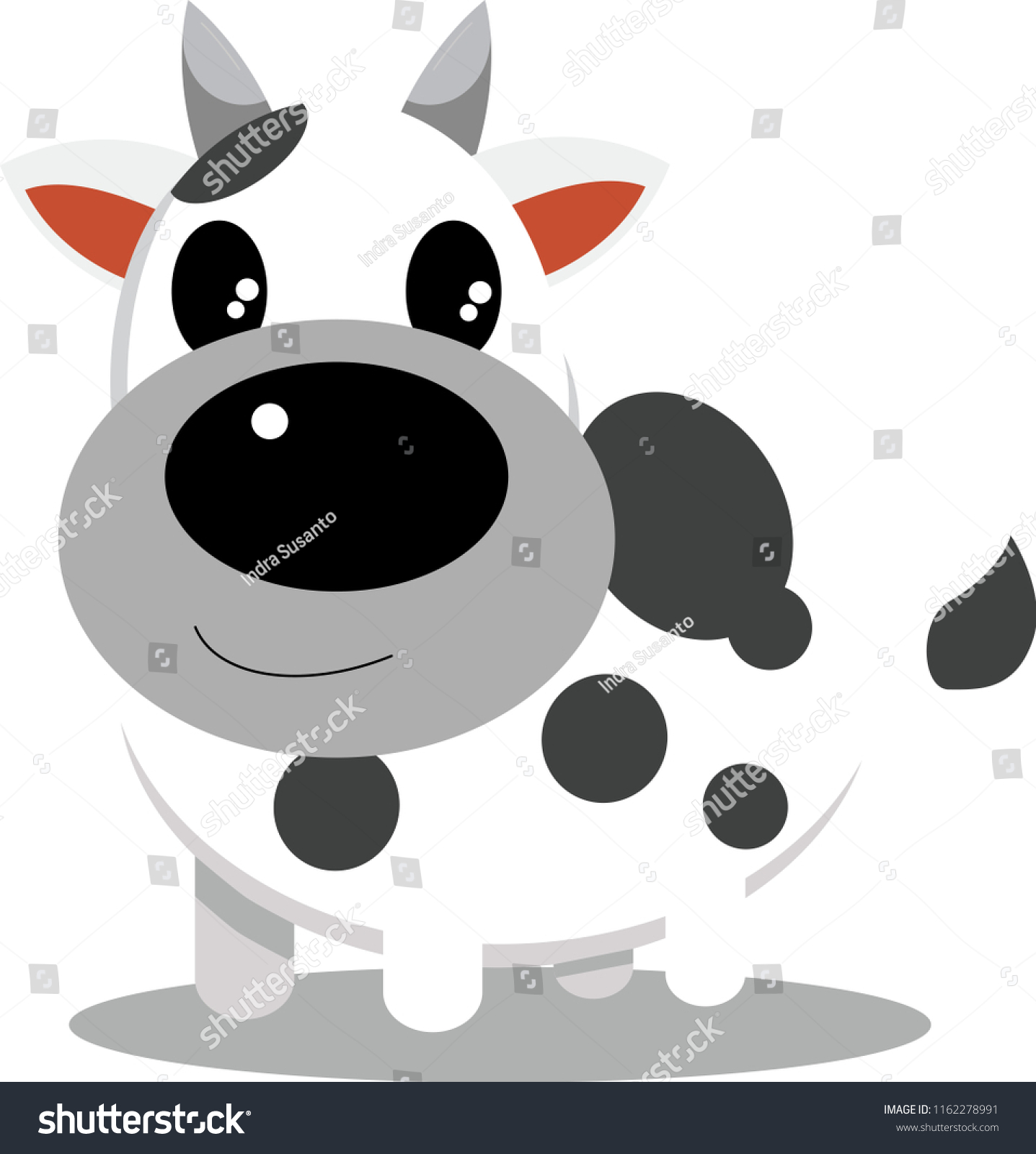 Single Happy Cow Stock Vector (Royalty Free) 1162278991