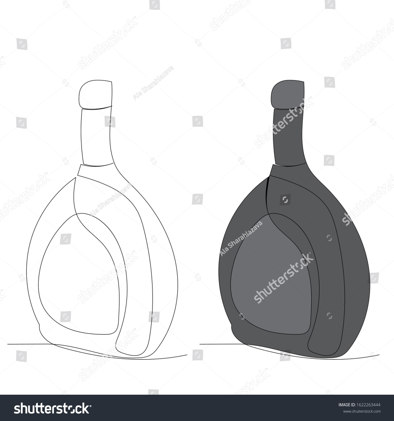 Single Line Drawing Bottle Sketch Stock Vector (Royalty Free) 1622263444