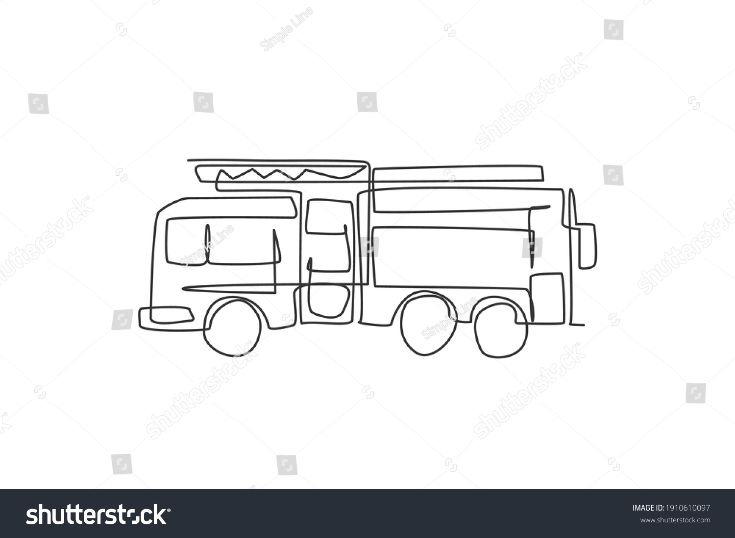 Single One Line Drawing Firetruck Rescue: Vector có sẵn (miễn phí bản ... Single One Line Drawing Firetruck Rescue: Vector có sẵn (miễn phí bản ...