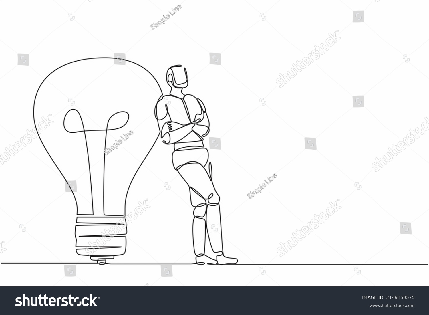 Single One Line Drawing Robot Lean Stock Vector (Royalty Free ...