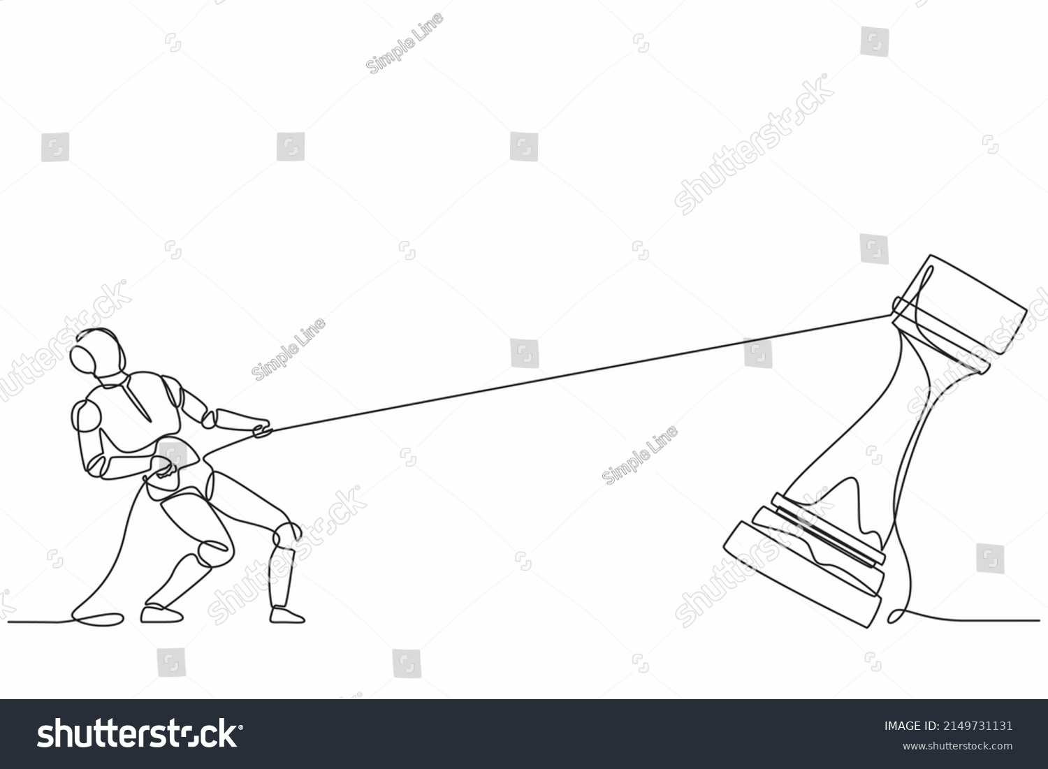Single One Line Drawing Robot Pulling Stock Vector (Royalty Free ...