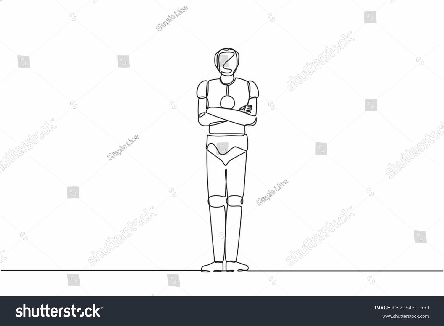 Single One Line Drawing Robot Standing Stock Vector (Royalty Free ...