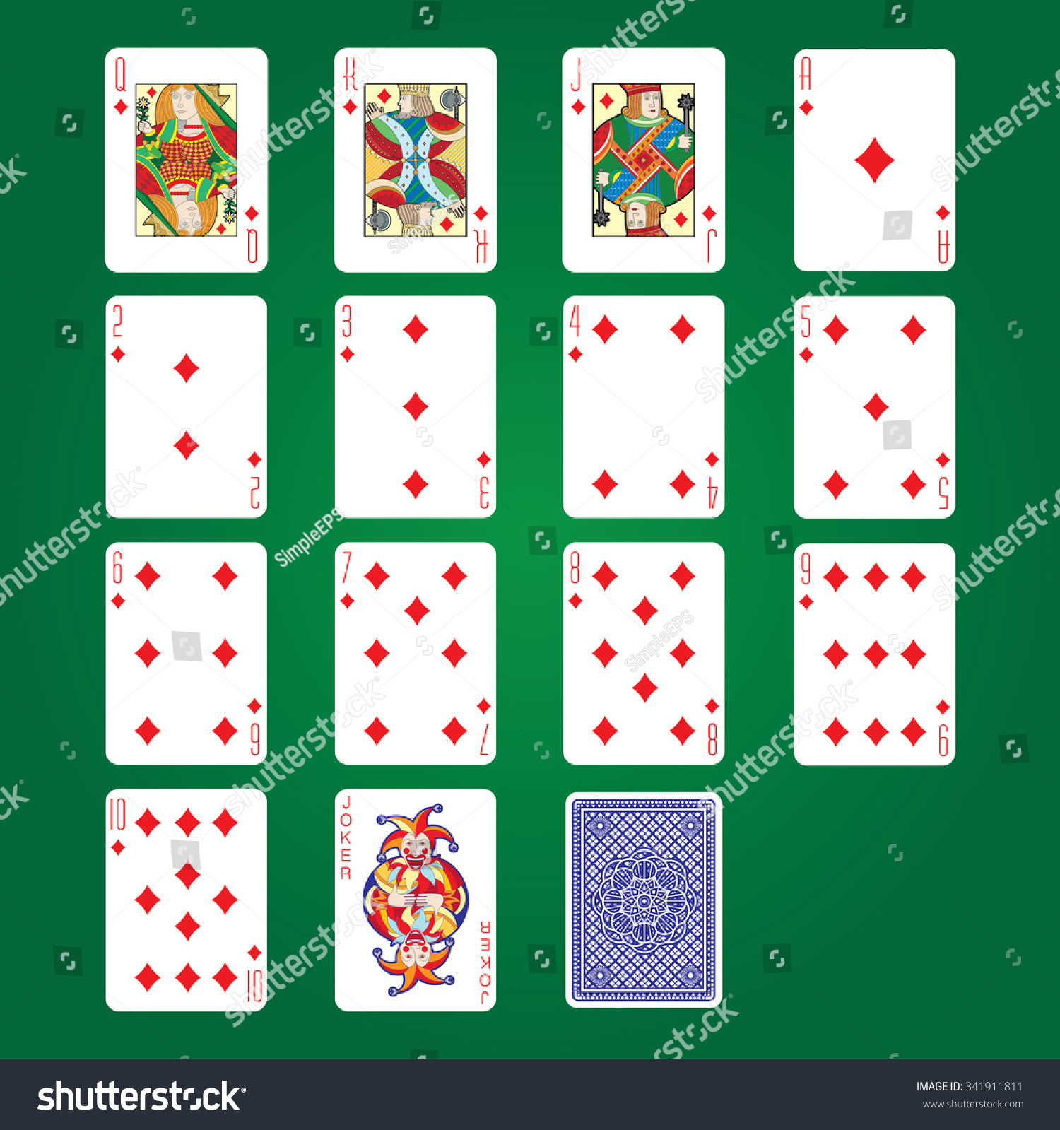 Single Playing Cards Vector Diamonds: vector de stock (libre de ...