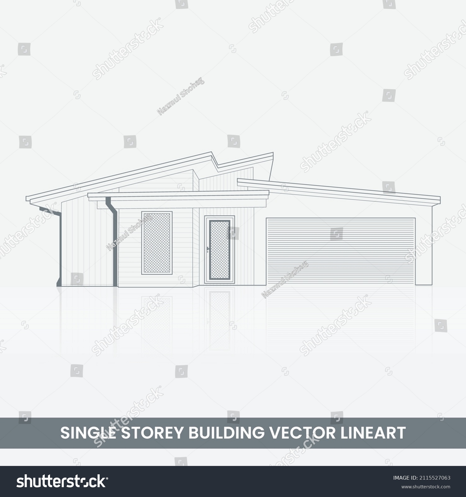 Single Storey Building Vector Lineart Stock Vector (Royalty Free ...