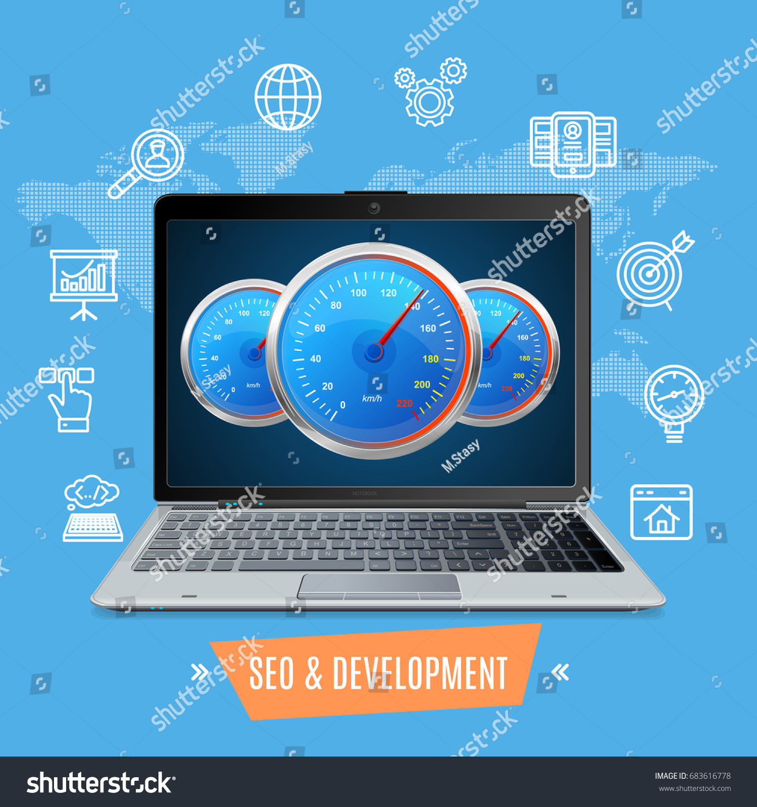 Site Speed Test Concept Fast Slow Stock Vector (Royalty Free) 683616778