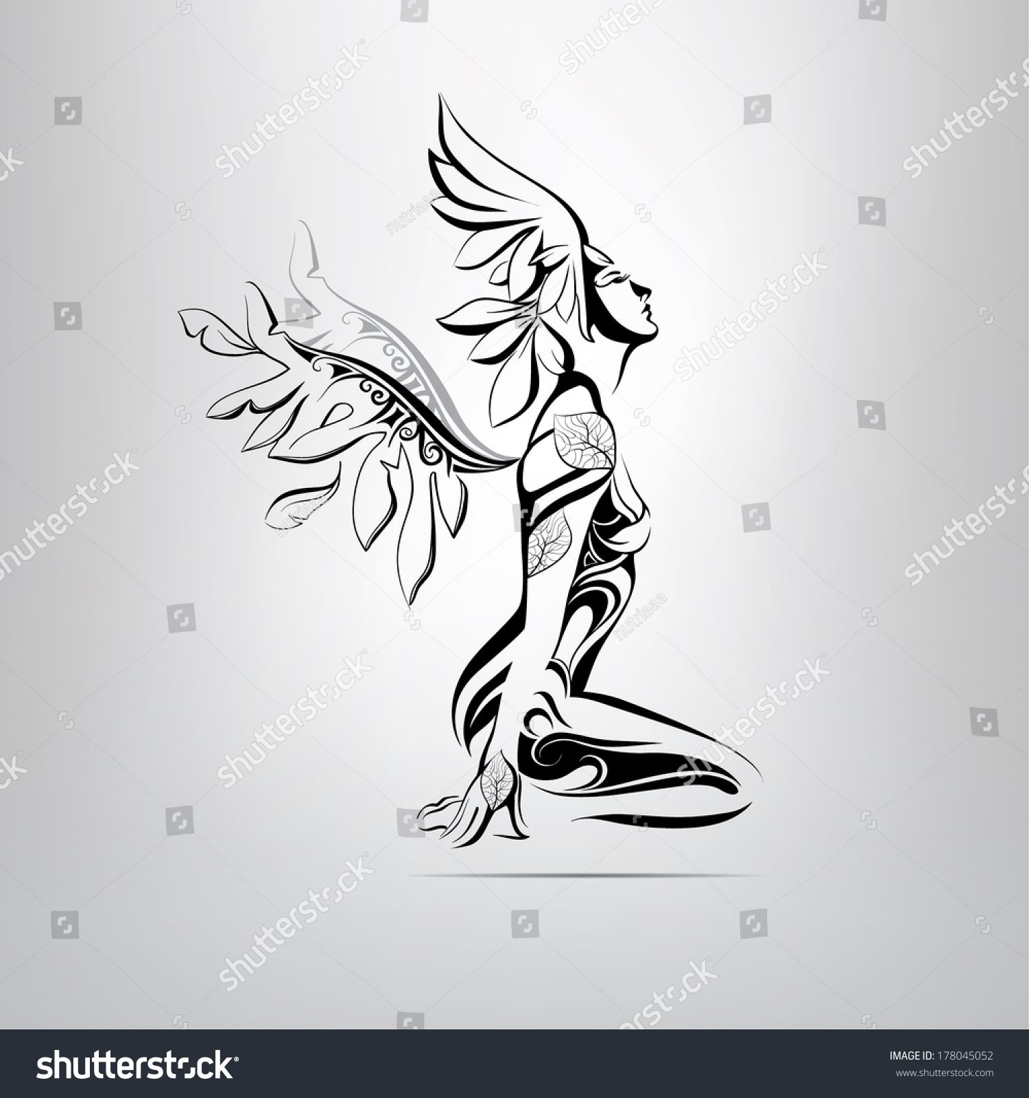 Sitting Angel Vector Illustration: vector de stock (libre de regalías ...
