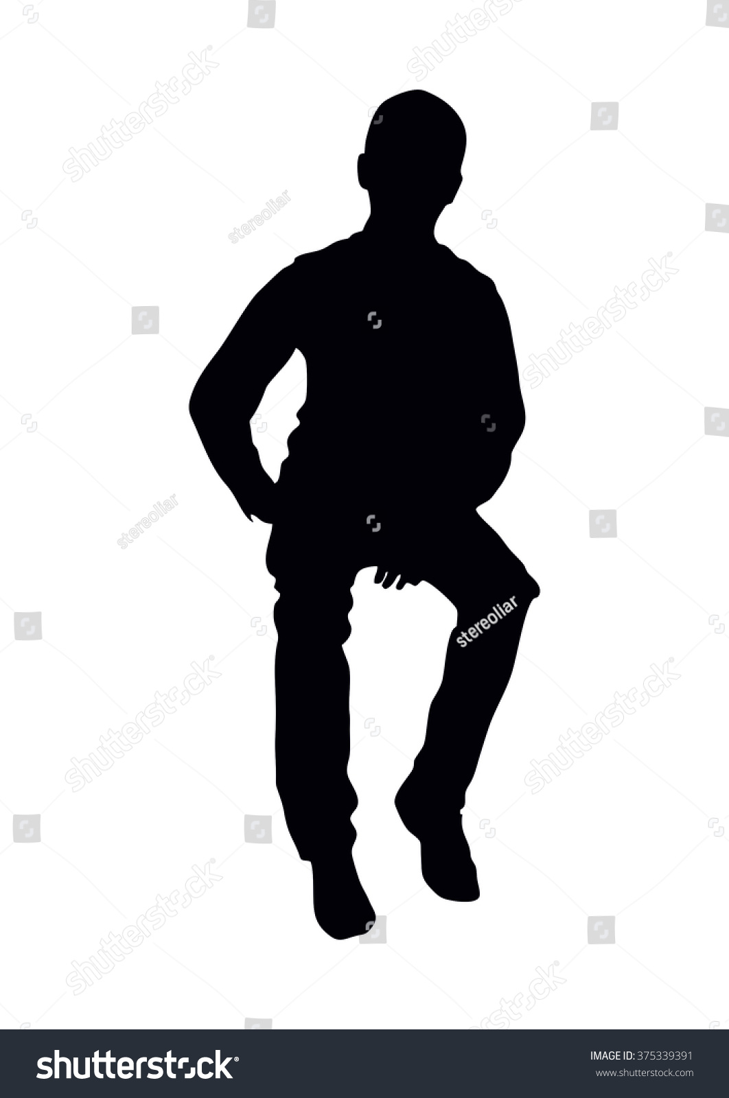 Sitting Boys Silhouette Stock Vector (Royalty Free) 375339391