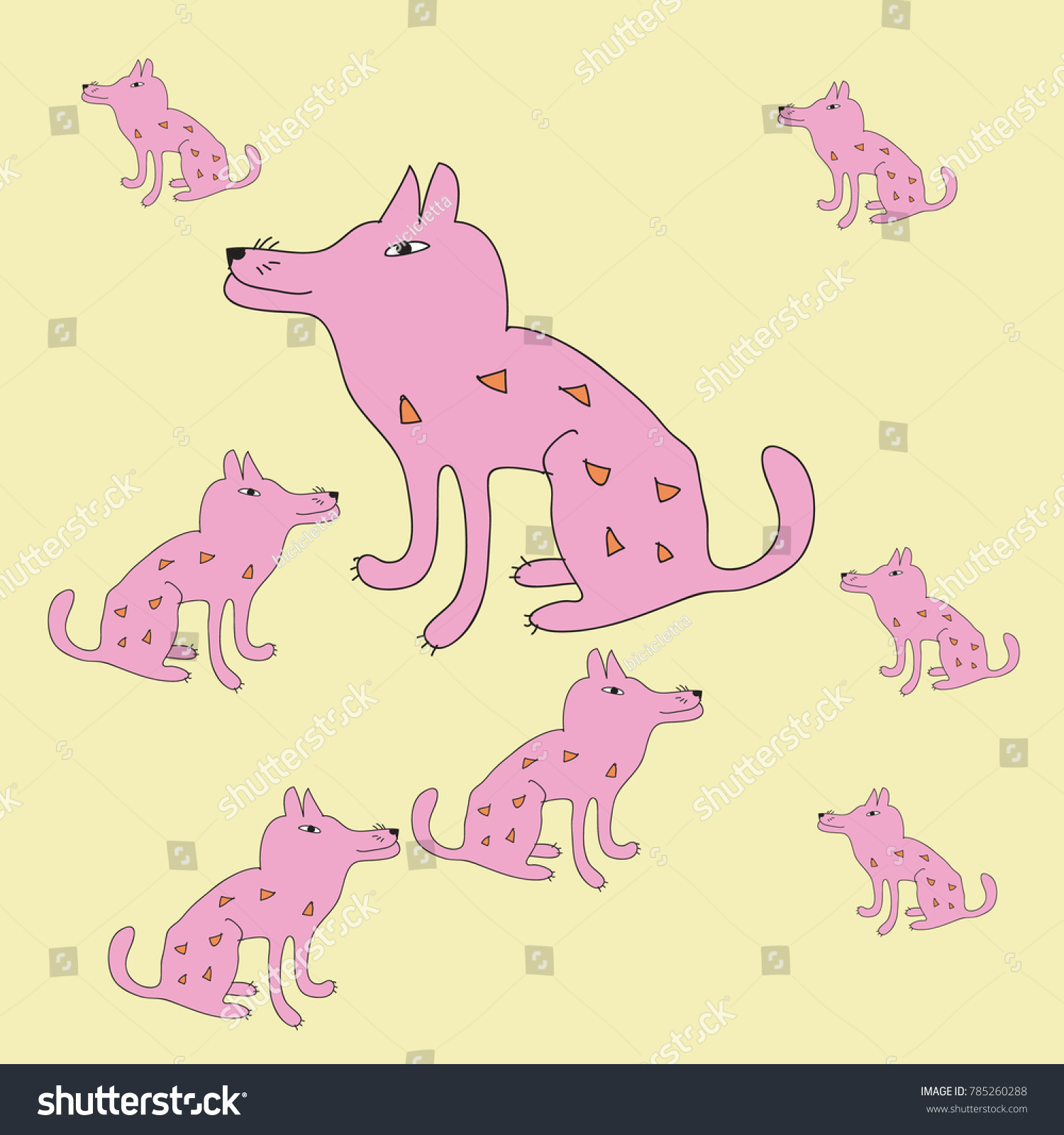 Sitting Dogs Patterns Hand Drawn Stock Vector (Royalty Free) 785260288 ...