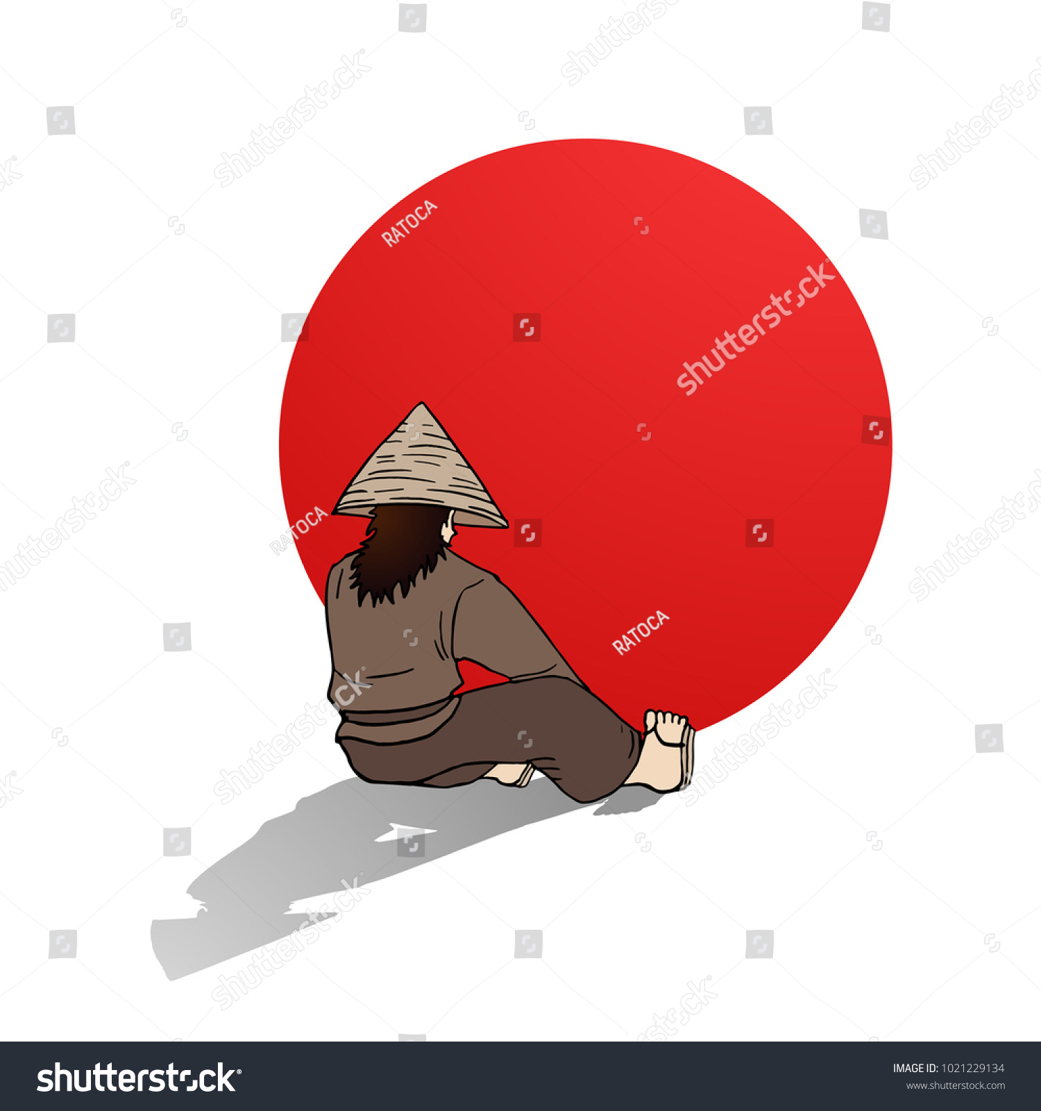 Sitting Japanese Samurai Stock Vector (Royalty Free) 1021229134 ...