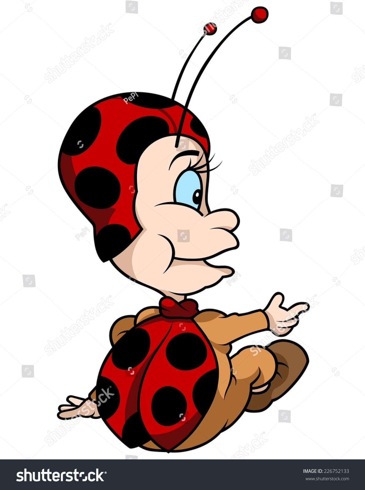 Sitting Ladybug Smiling Cartoon Illustration Vector Stock Vector ...