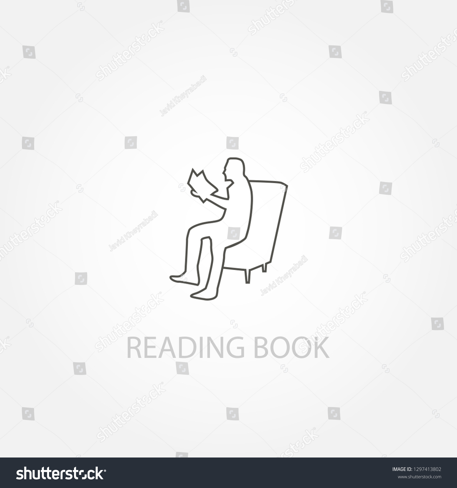 Sitting Man Reading Book Icon Stock Vector Royalty Free 1297413802
