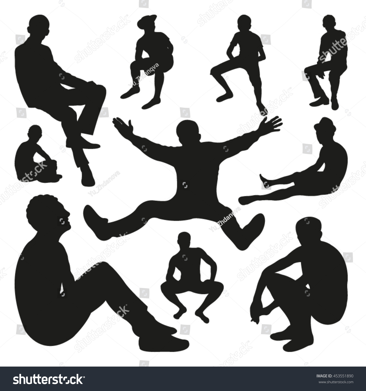 Sitting People Vector Silhouettes 스톡 벡터 453551890 - Shutterstock