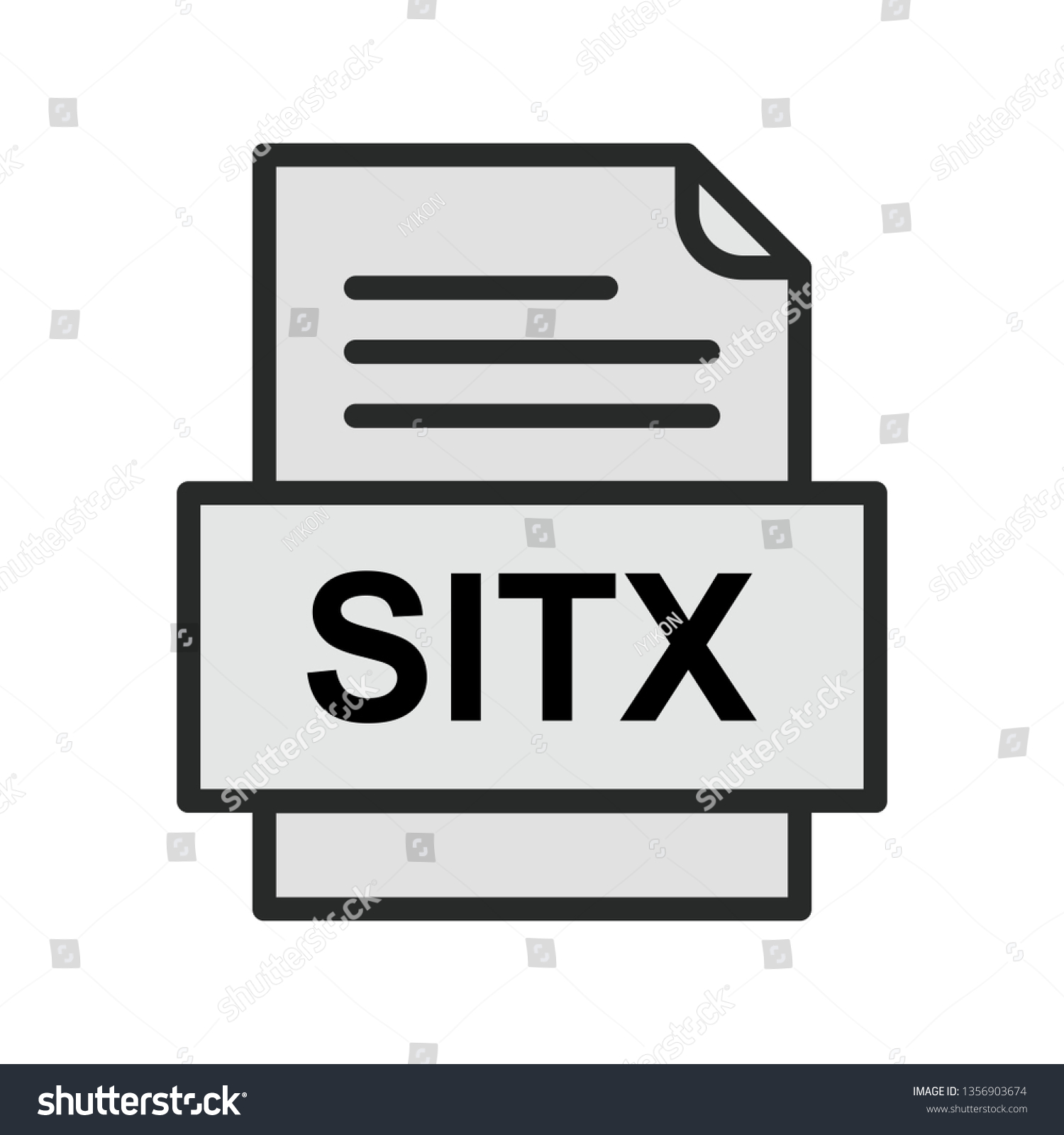 Sitx File Document Icon: vector de stock (libre de regalías) 1356903674 ...