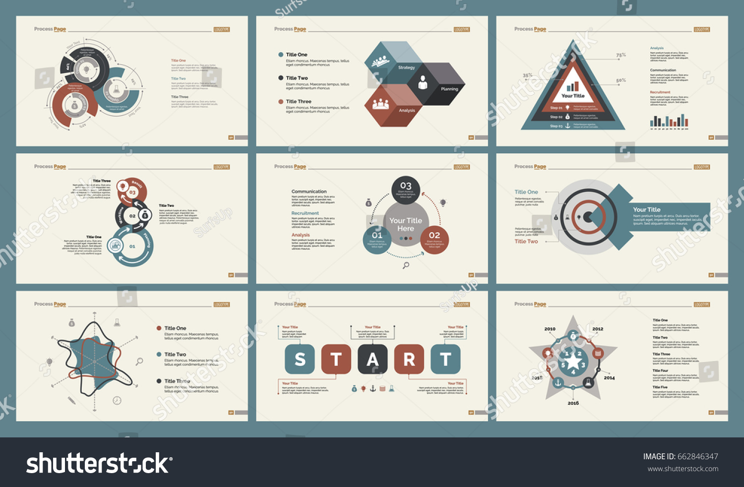 Six Analytics Charts Slide Templates Set Stock Vector (Royalty Free ...