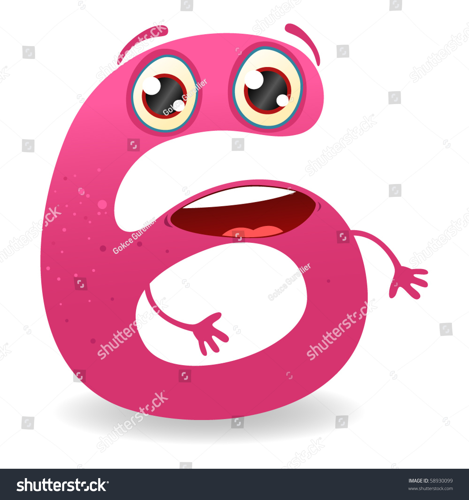 Six - Cartoon Character Stock Vector Illustration 58930099 : Shutterstock