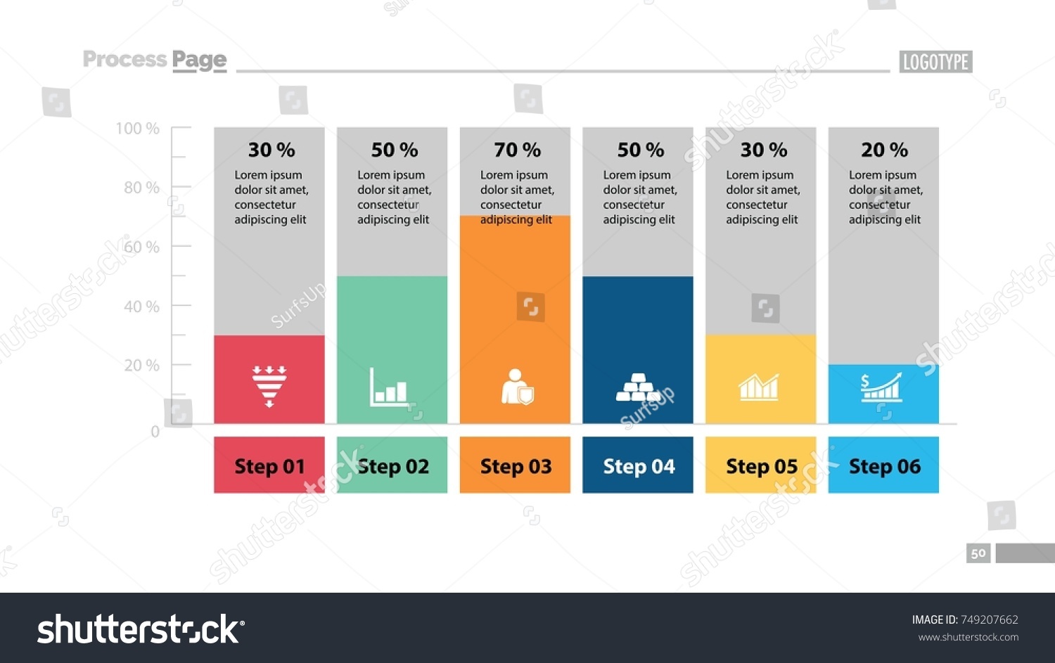 Six Columns Comparison Slide Template Stock Vector (Royalty Free) 749207662