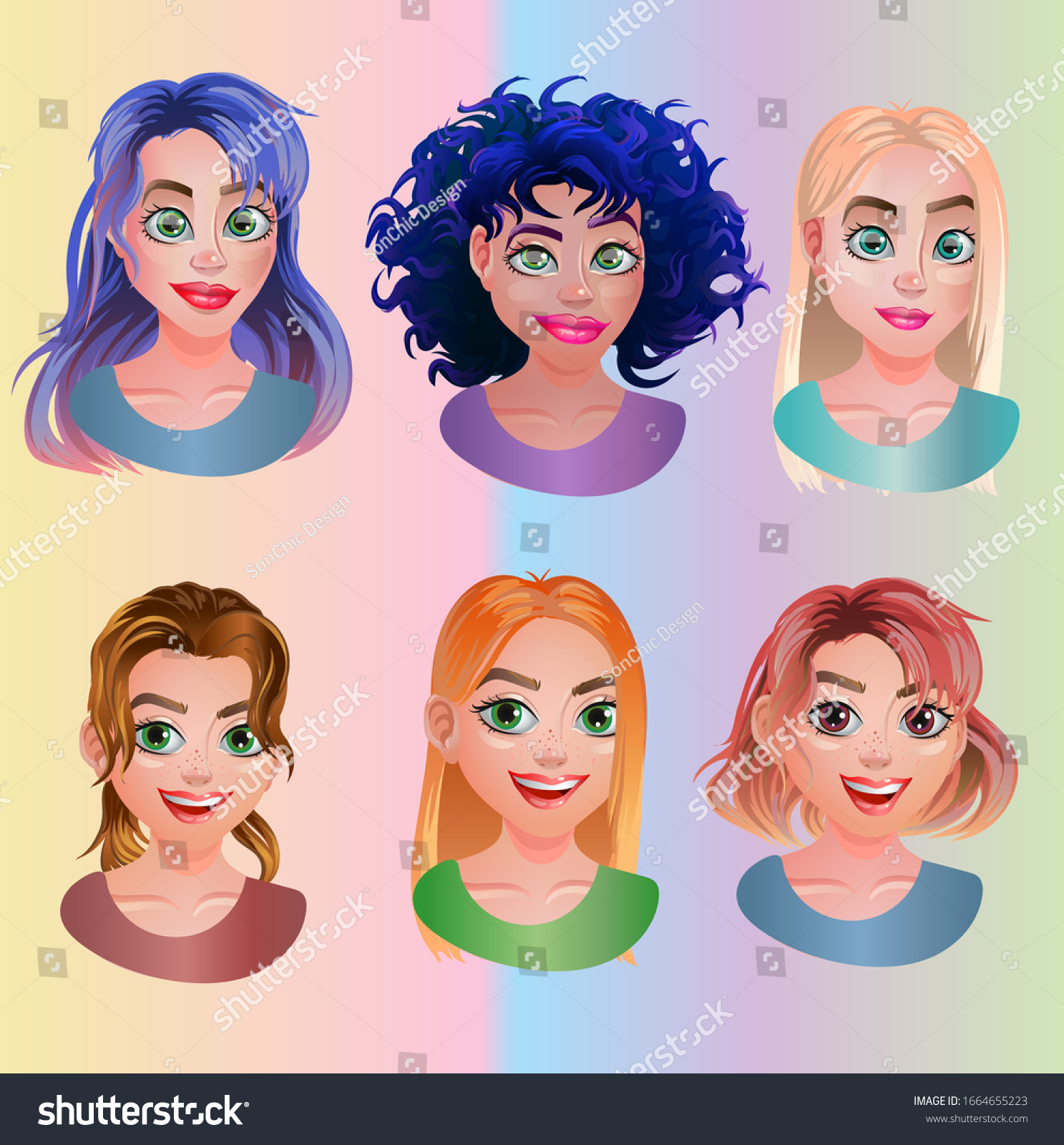 Six Different Girls On Shoulders Different Stock Vector Royalty Free 1664655223 Shutterstock