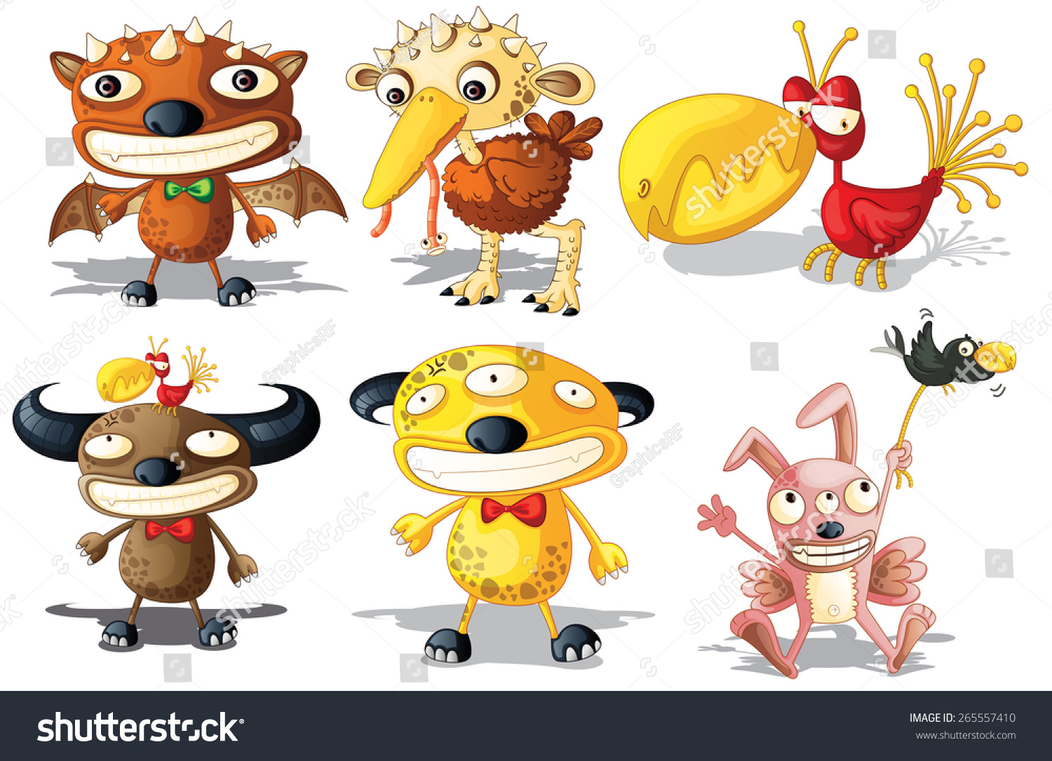 Six Different Monsters Funny Looking Stock Vector (Royalty Free ...