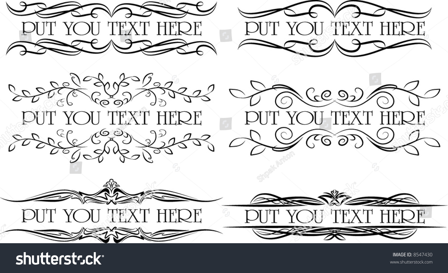 Six Elegant Text Frame Stock Vector (Royalty Free) 8547430