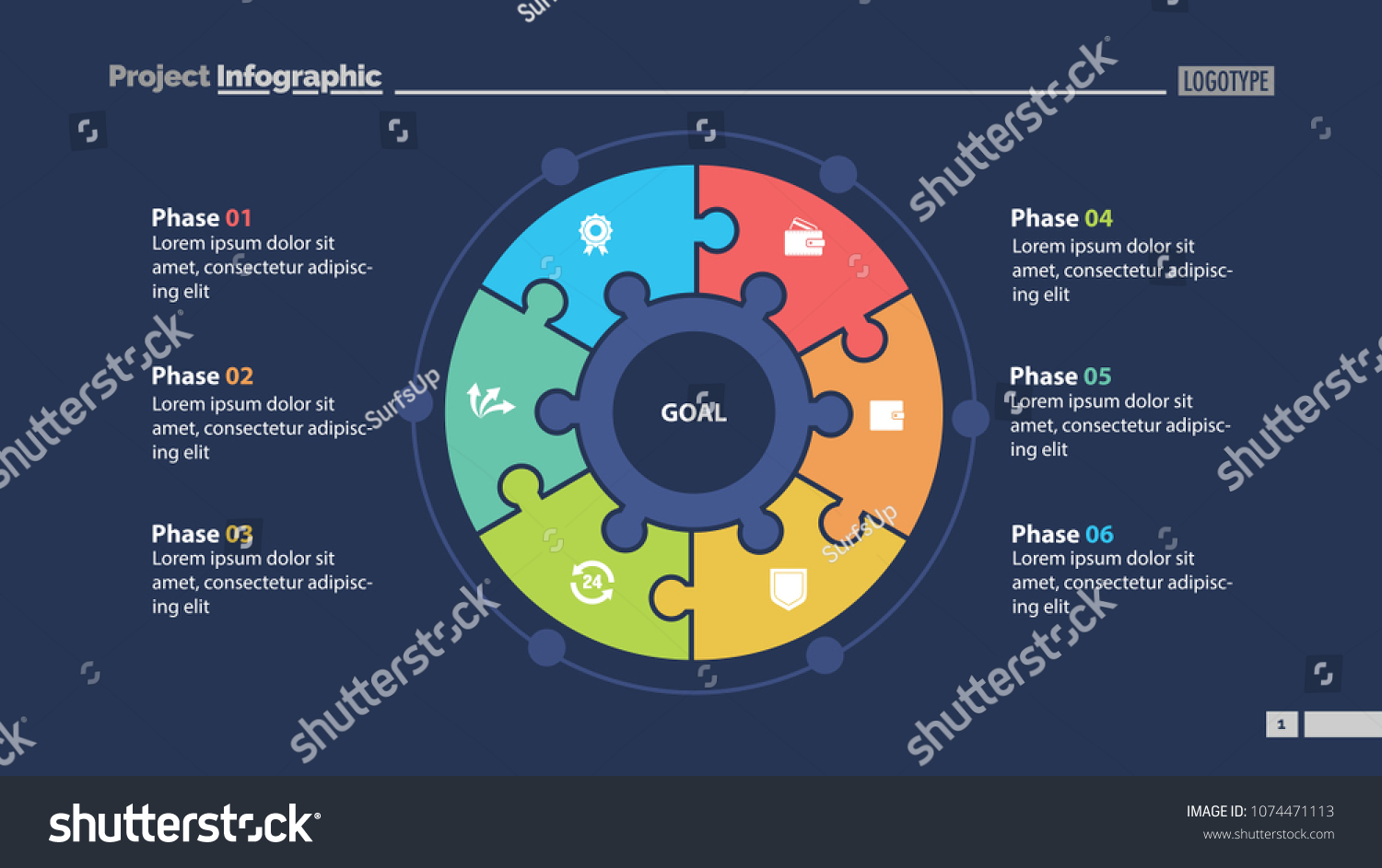 Six Elements Process Chart Slide Template Stock Vector (Royalty Free) 1074471113 | Shutterstock