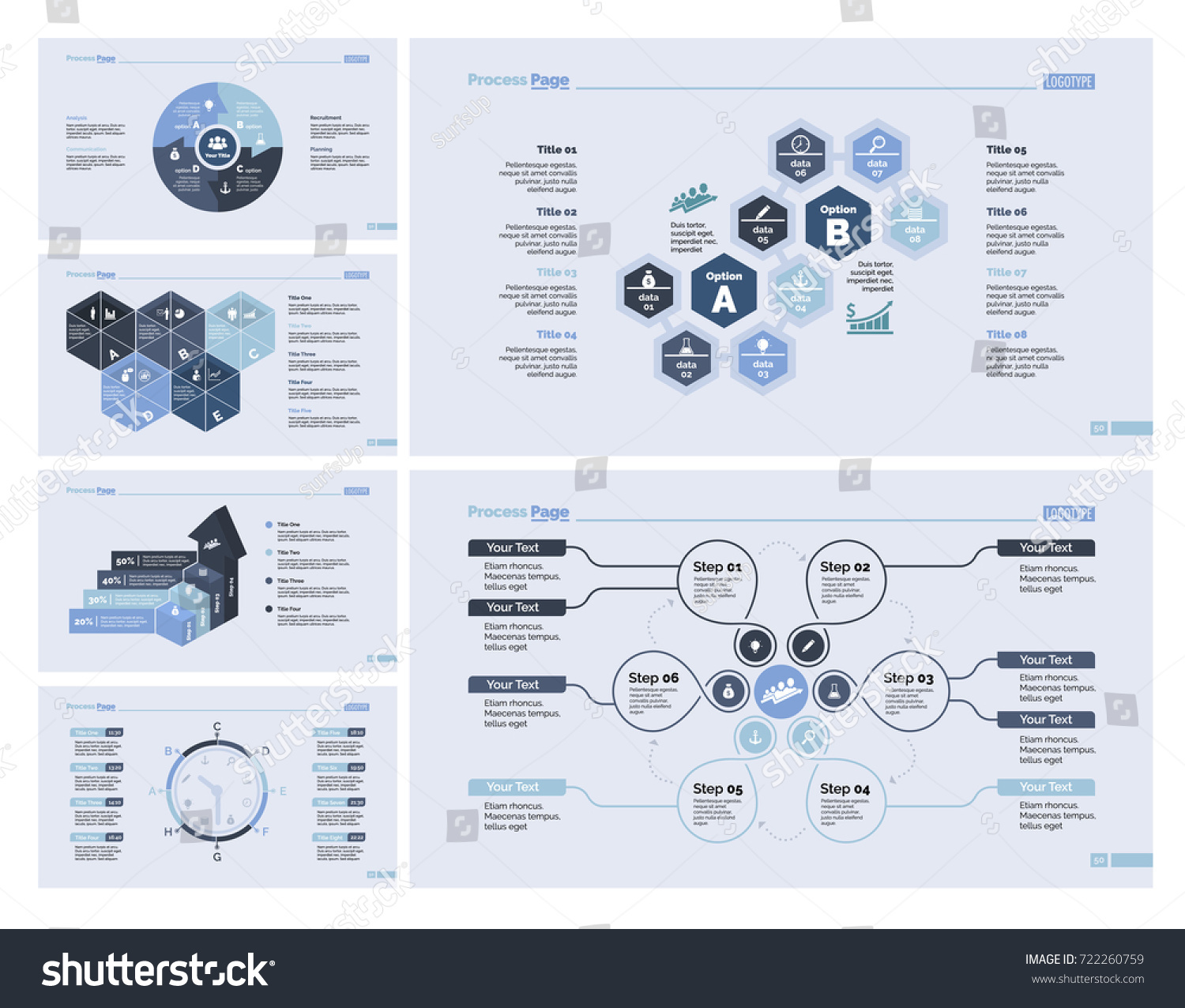 Six Management Slide Templates Set Stock Vector (Royalty Free) 722260759