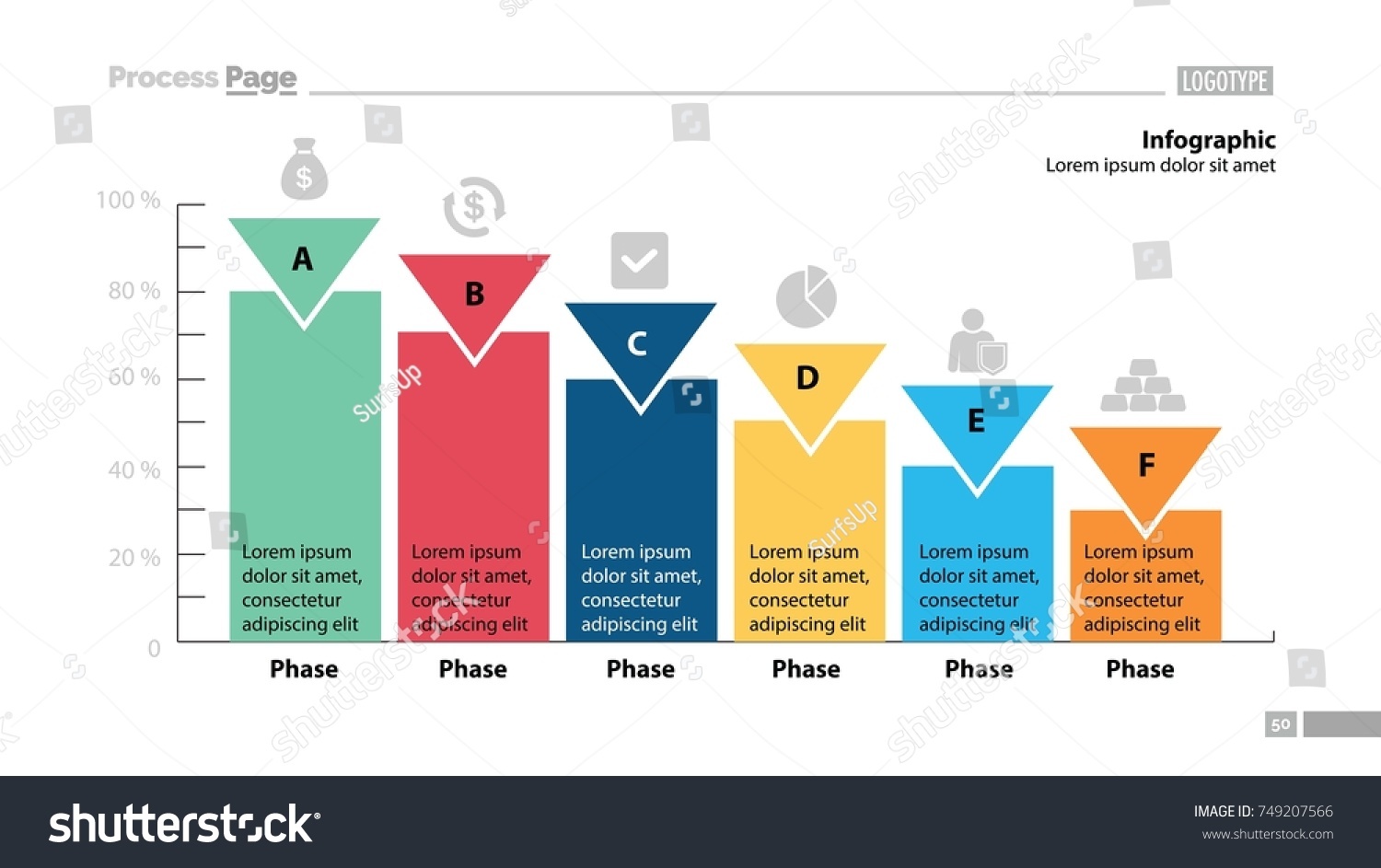 Six Phase Percentage Process Chart Design: เวกเตอร์สต็อก (ปลอดค่า ...