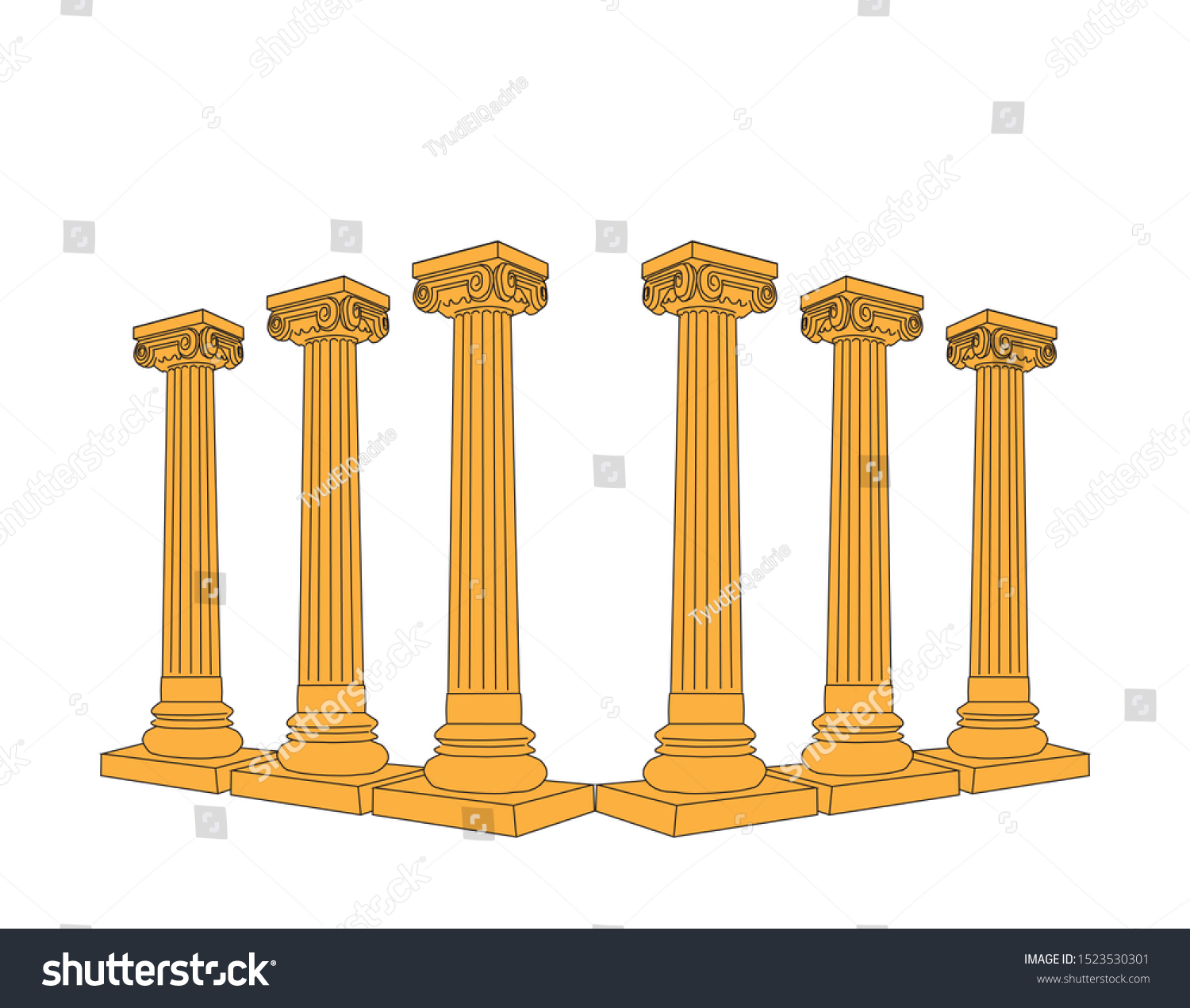 Vektor Stok Six Pillars Vector Illustration White Background (Tanpa ...